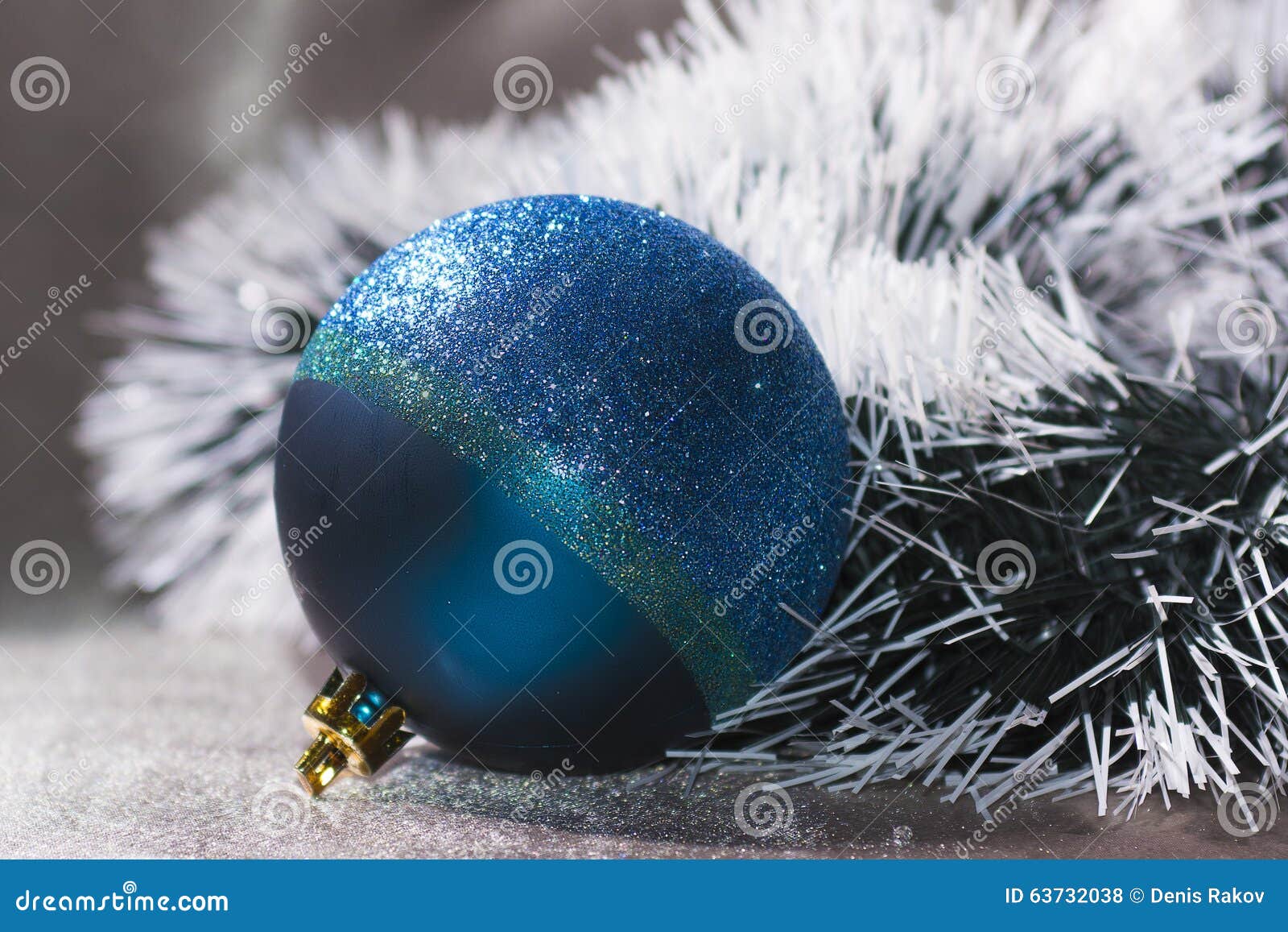 Ball with Dark Green and White Tinsel. Stock Photo - Image of closeup ...