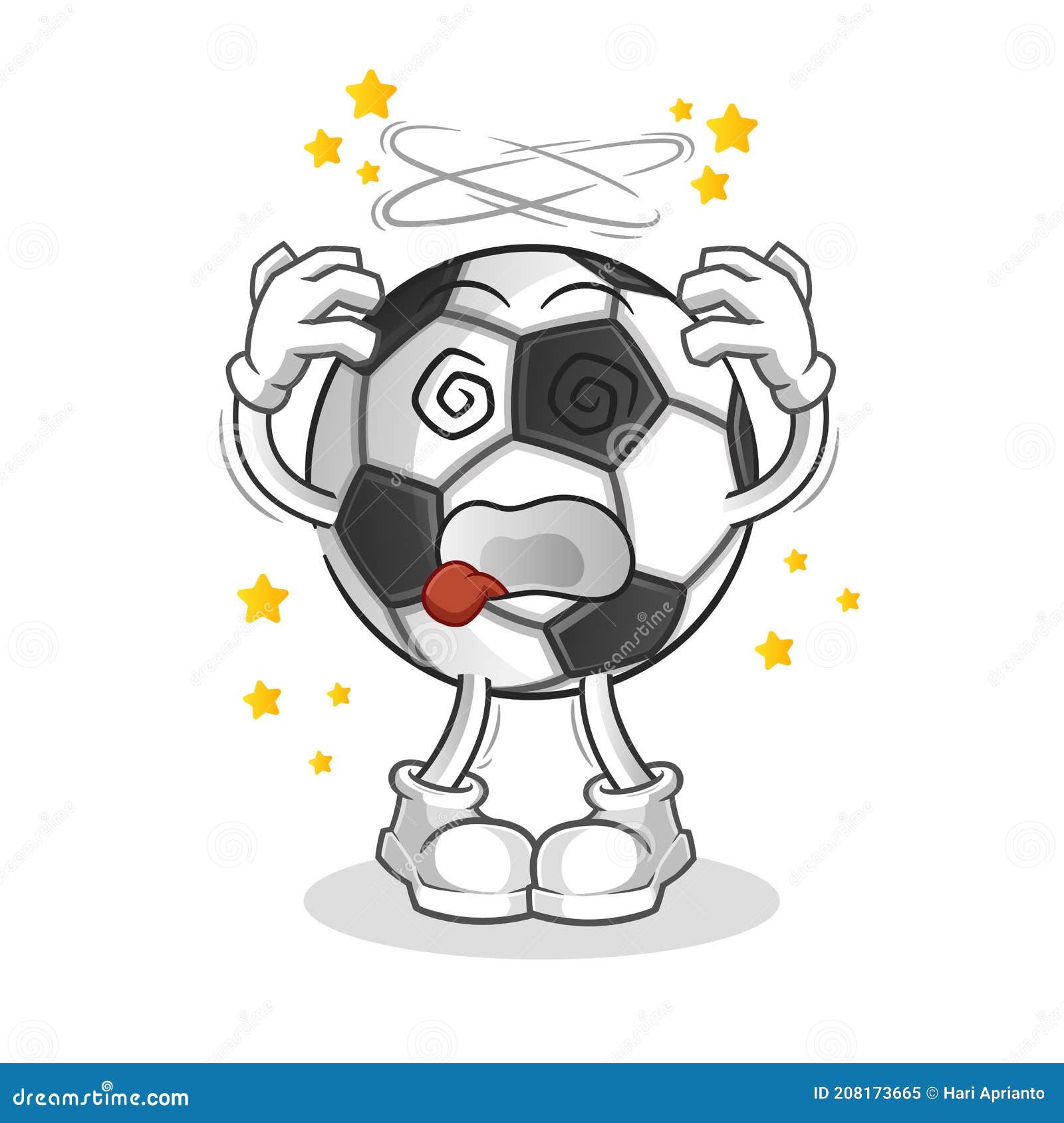 Ball Dizzy Head Mascot. Cartoon Vector Stock Vector - Illustration of ...