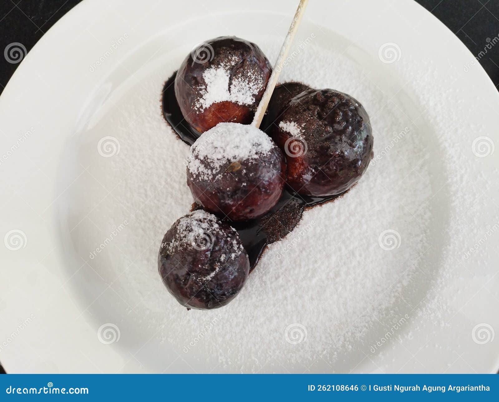 Ball Donut Chocolate Stick stock photo. Image of baking - 262108646