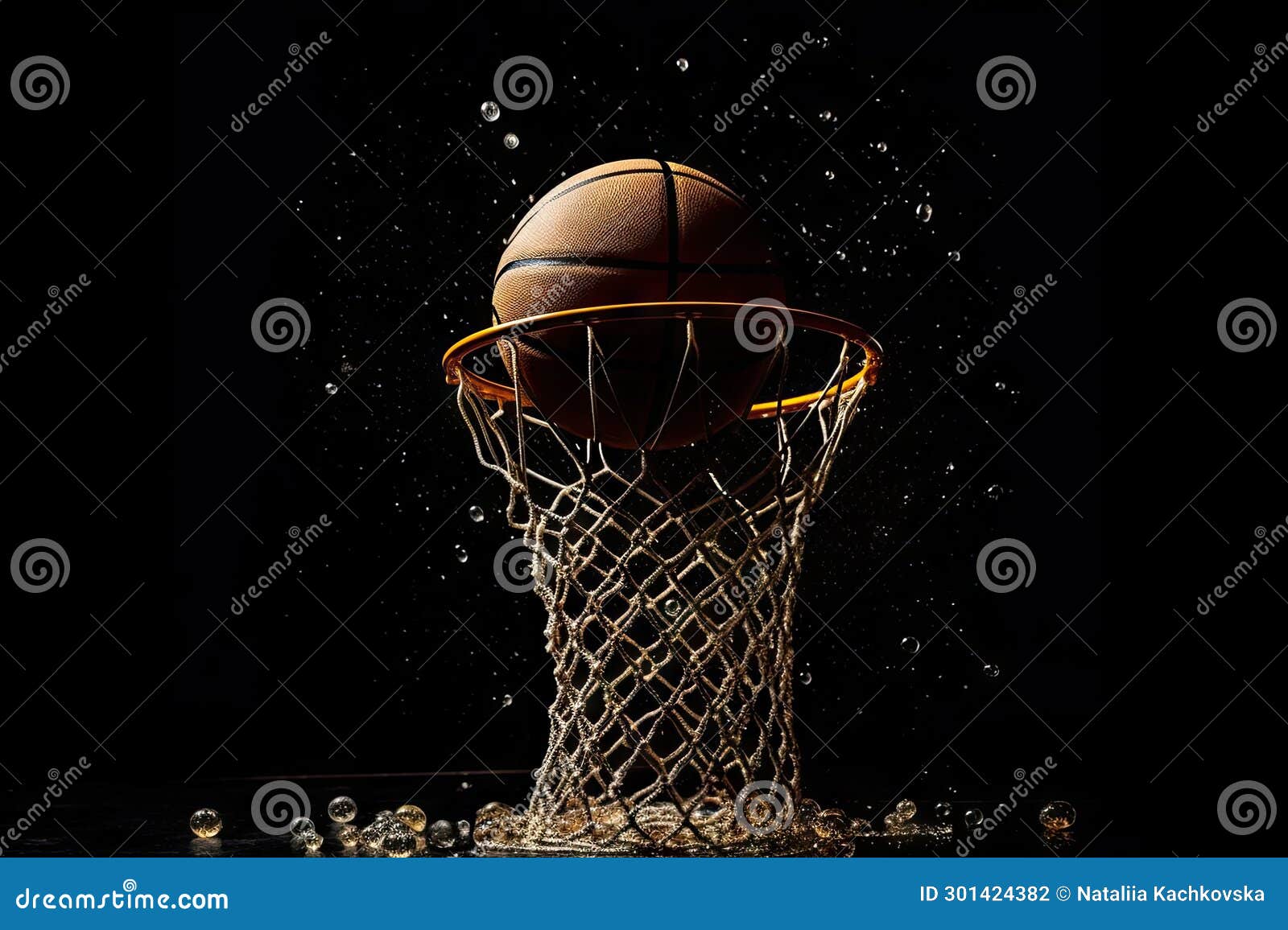Ball Dropping into Basketball Hoop Stock Illustration - Illustration of ...