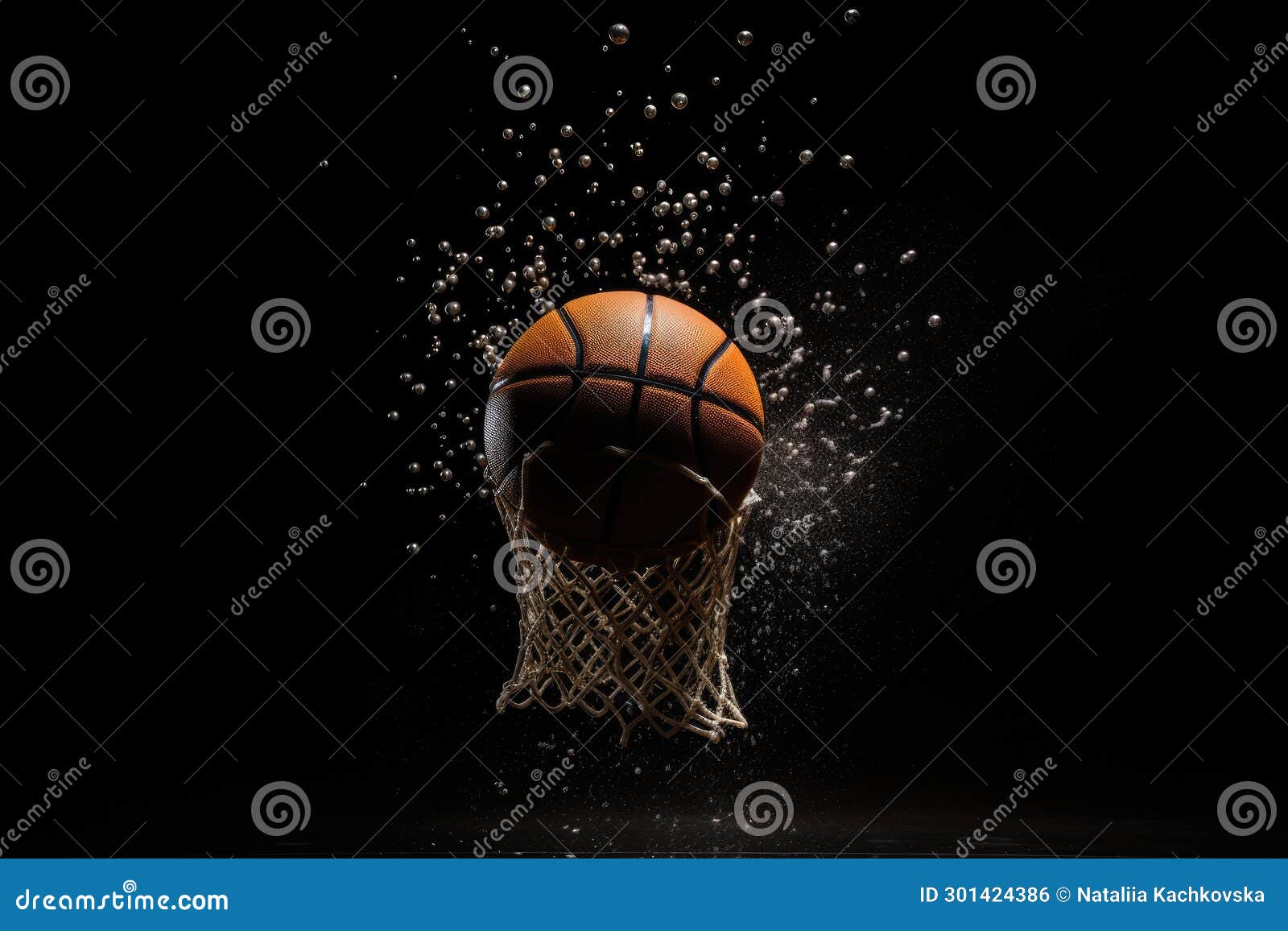 Ball Dropping into Basketball Hoop Stock Illustration - Illustration of ...