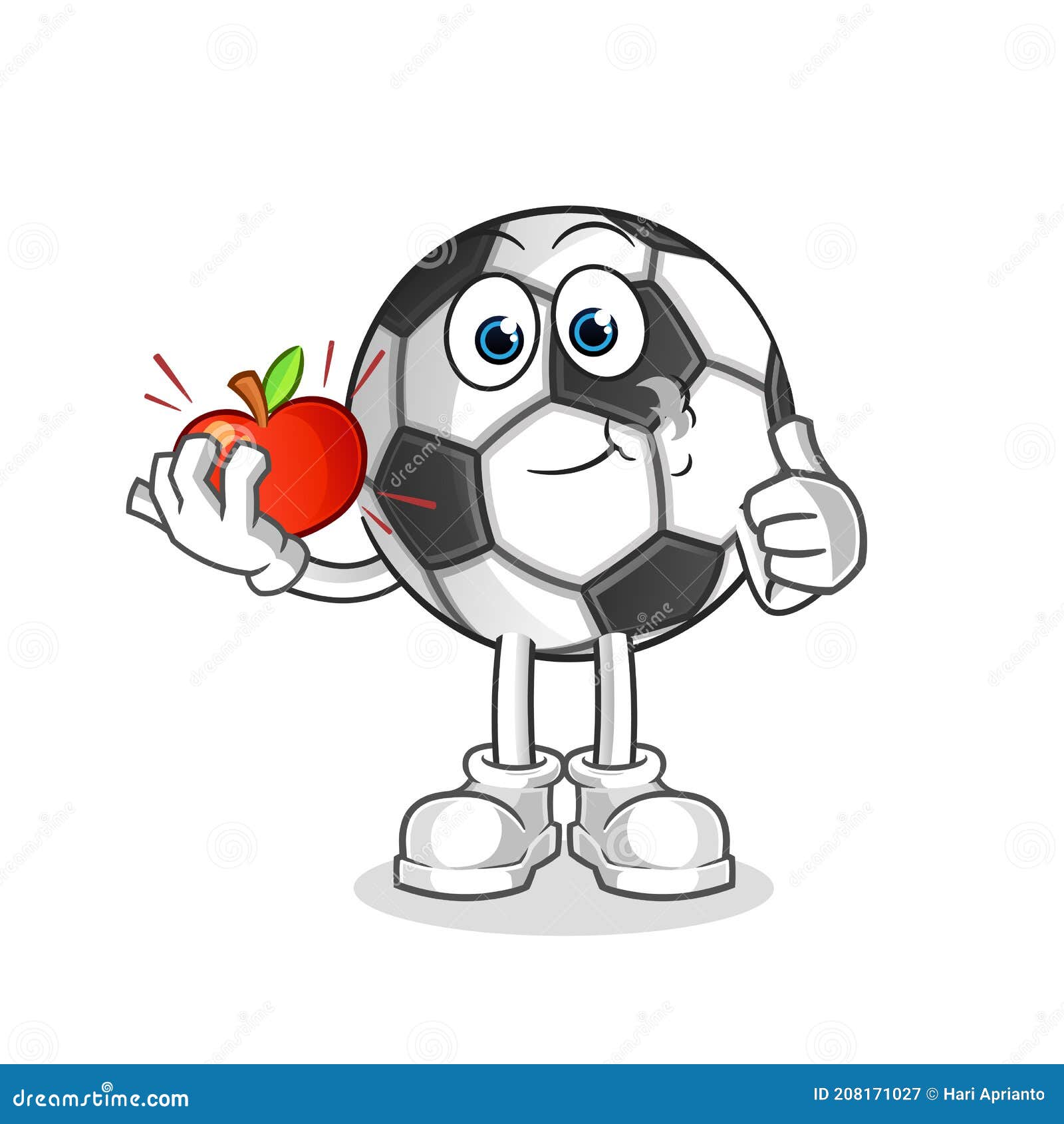 Ball Eating an Apple Illustration. Character Vector Stock Vector ...