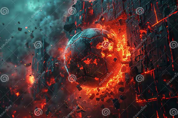 A Ball is Exploding in a Fiery Explosion, Surrounded by Rocks and ...
