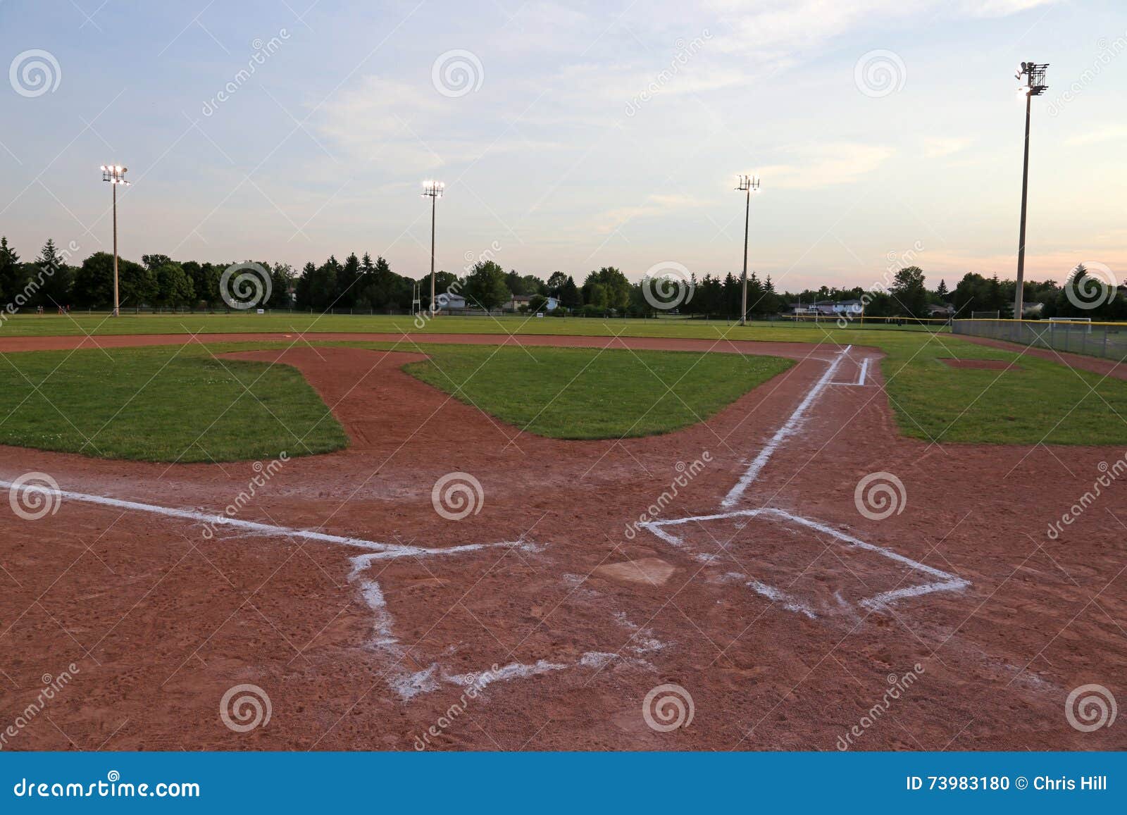 Ball Field in the Evening stock photo. Image of pastime - 73983180