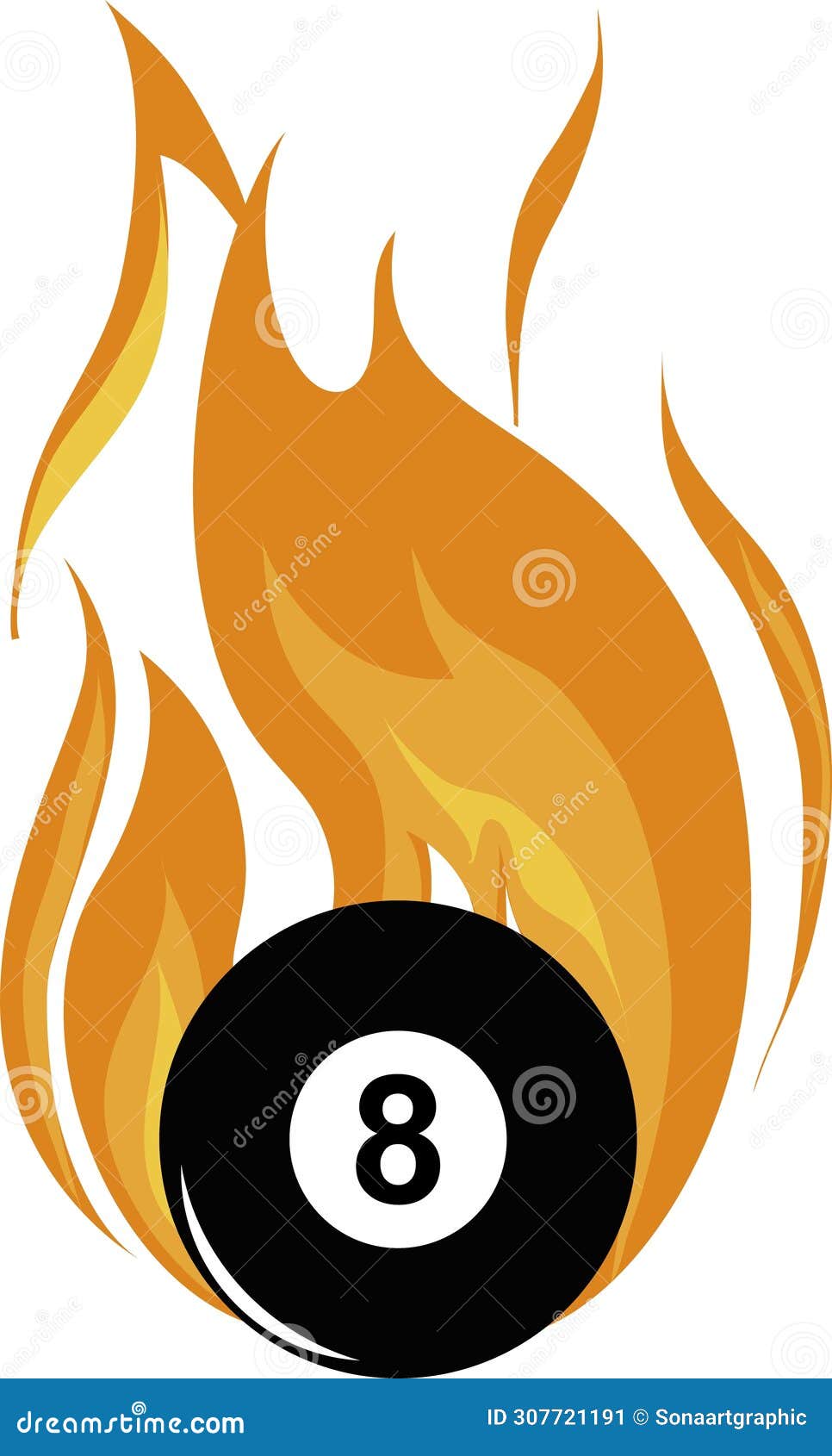 8 Ball with Fire Flame Illustration Stock Illustration - Illustration ...