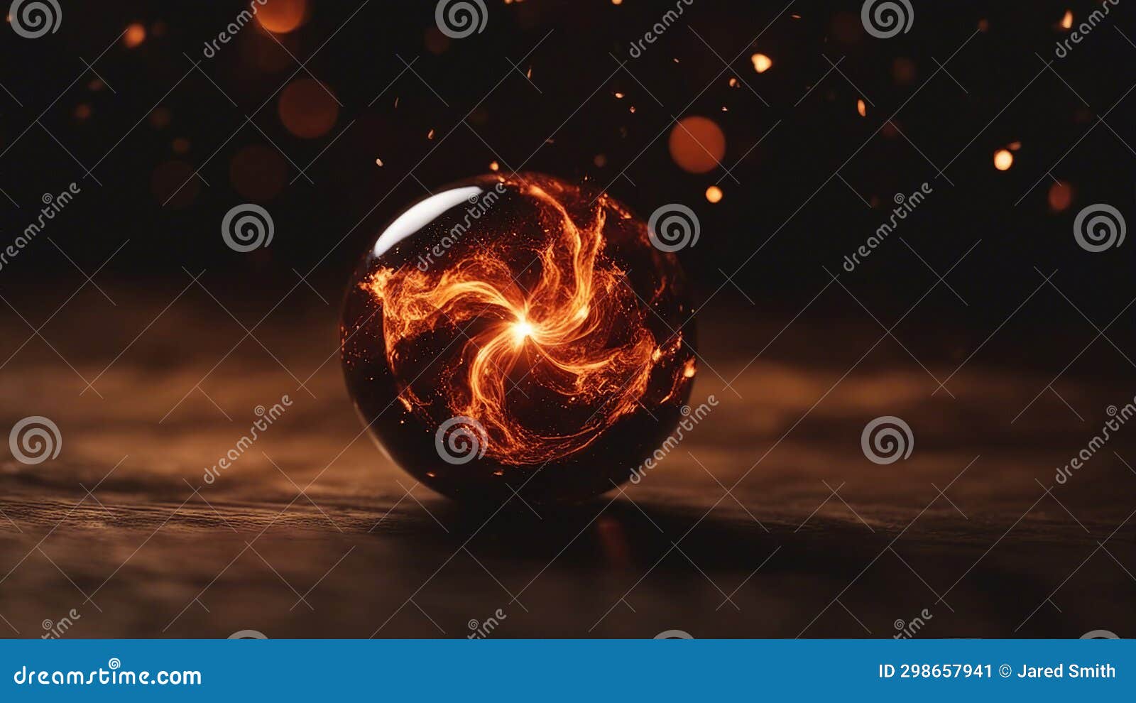 Ball on Fire a Magic Fire Ball Flying in the Darkness, Casting a Spell ...