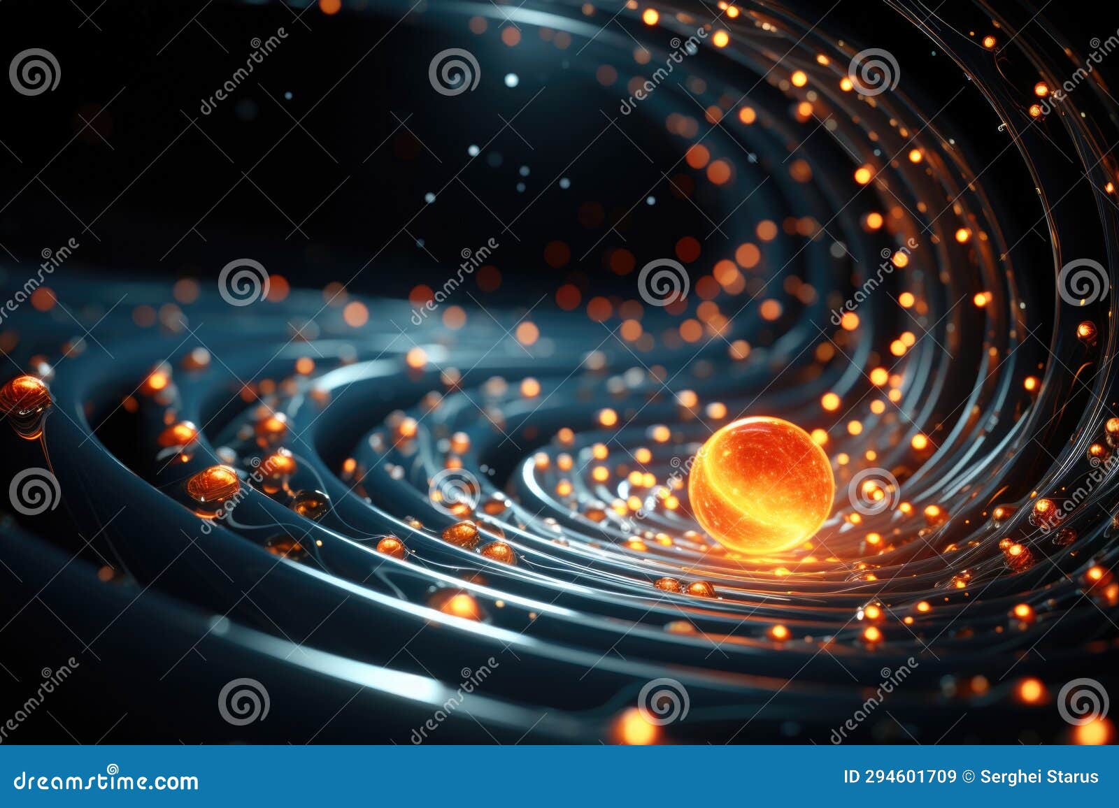 A Ball is Floating in a Black Vortex, AI Stock Illustration ...