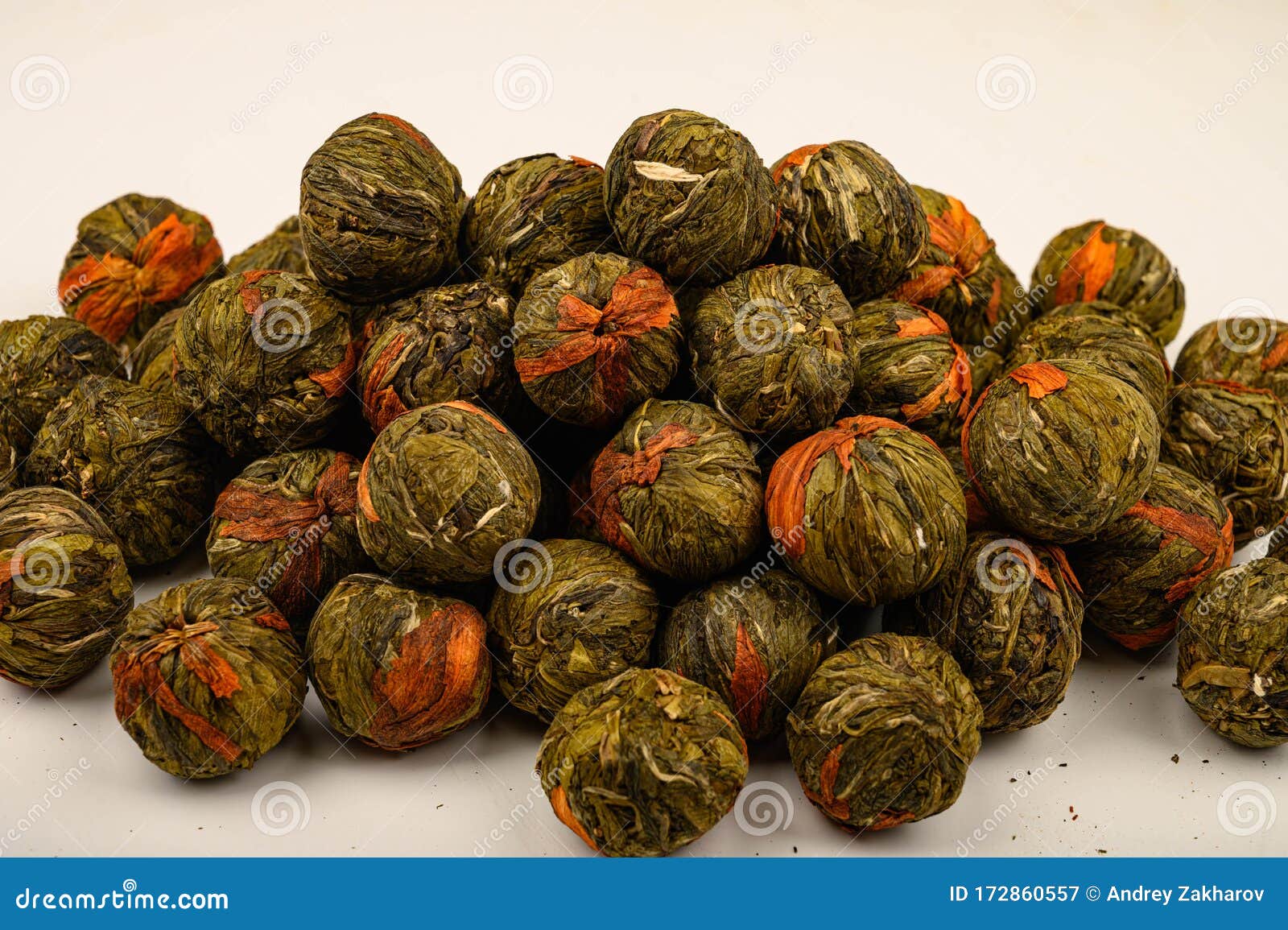A Ball of Flower Tea on a White Background. Close Up Stock Image ...