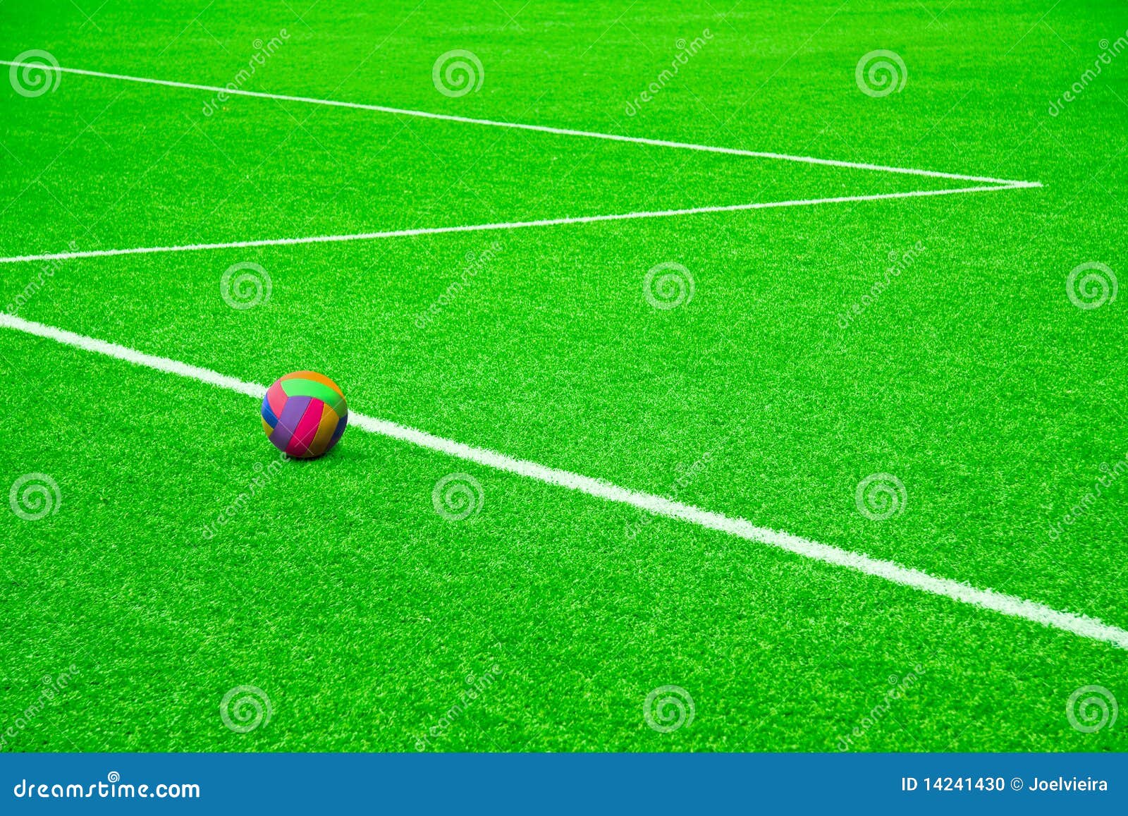 Ball on a Football Pitch with White Stripes Stock Photo - Image of ...
