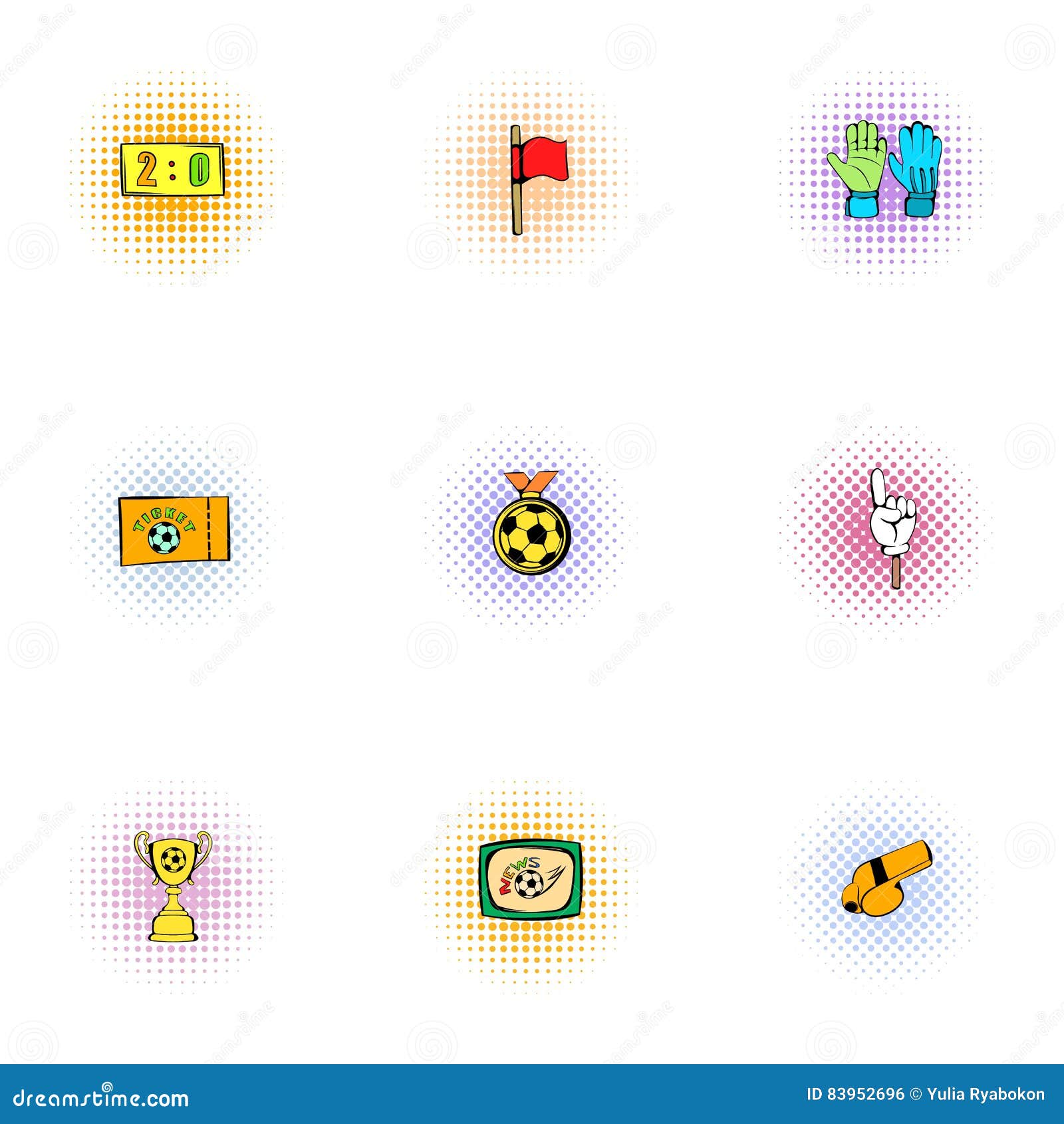 Ball Game Icons Set, Pop-art Style Stock Vector - Illustration of ...