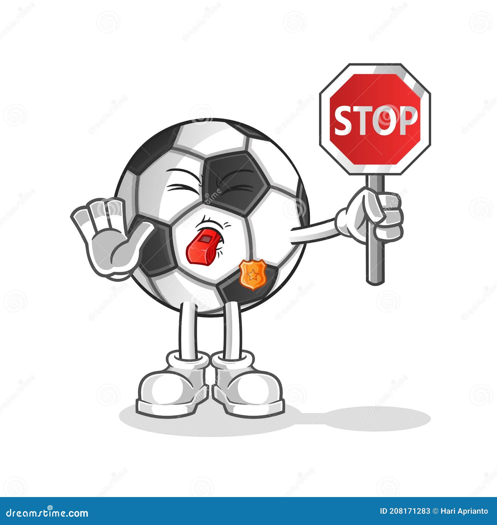 Ball Holding Stop Sign Cartoon. Cartoon Mascot Vector Stock Vector ...