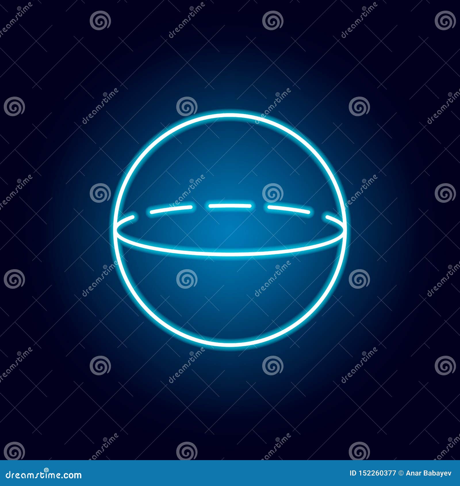 Ball Icon in Neon Style. Geometric Figure Element for Mobile Concept ...