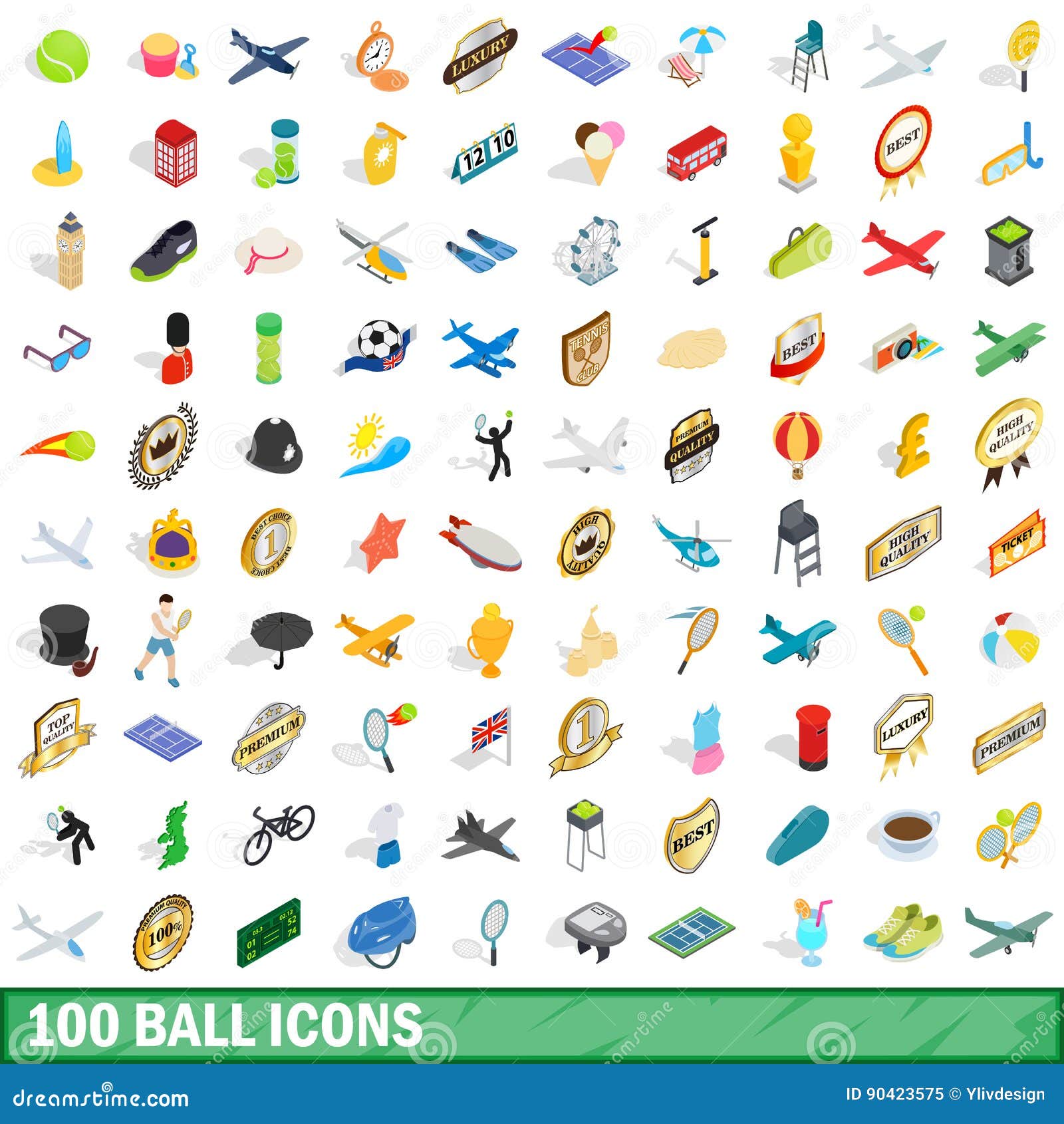 100 Ball Icons Set, Isometric 3d Style Stock Vector - Illustration of ...