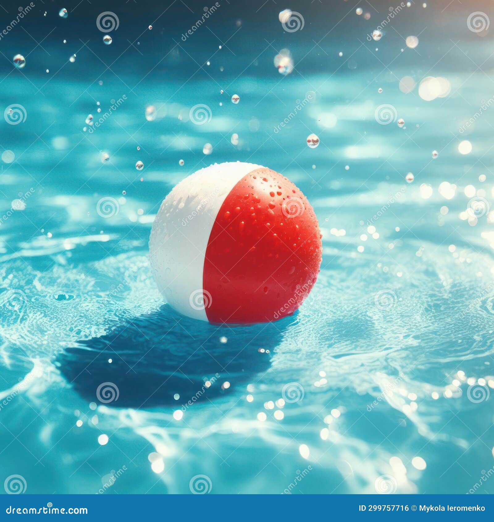 A Ball Illuminated by Sunlight Floats in Water. Stock Illustration ...