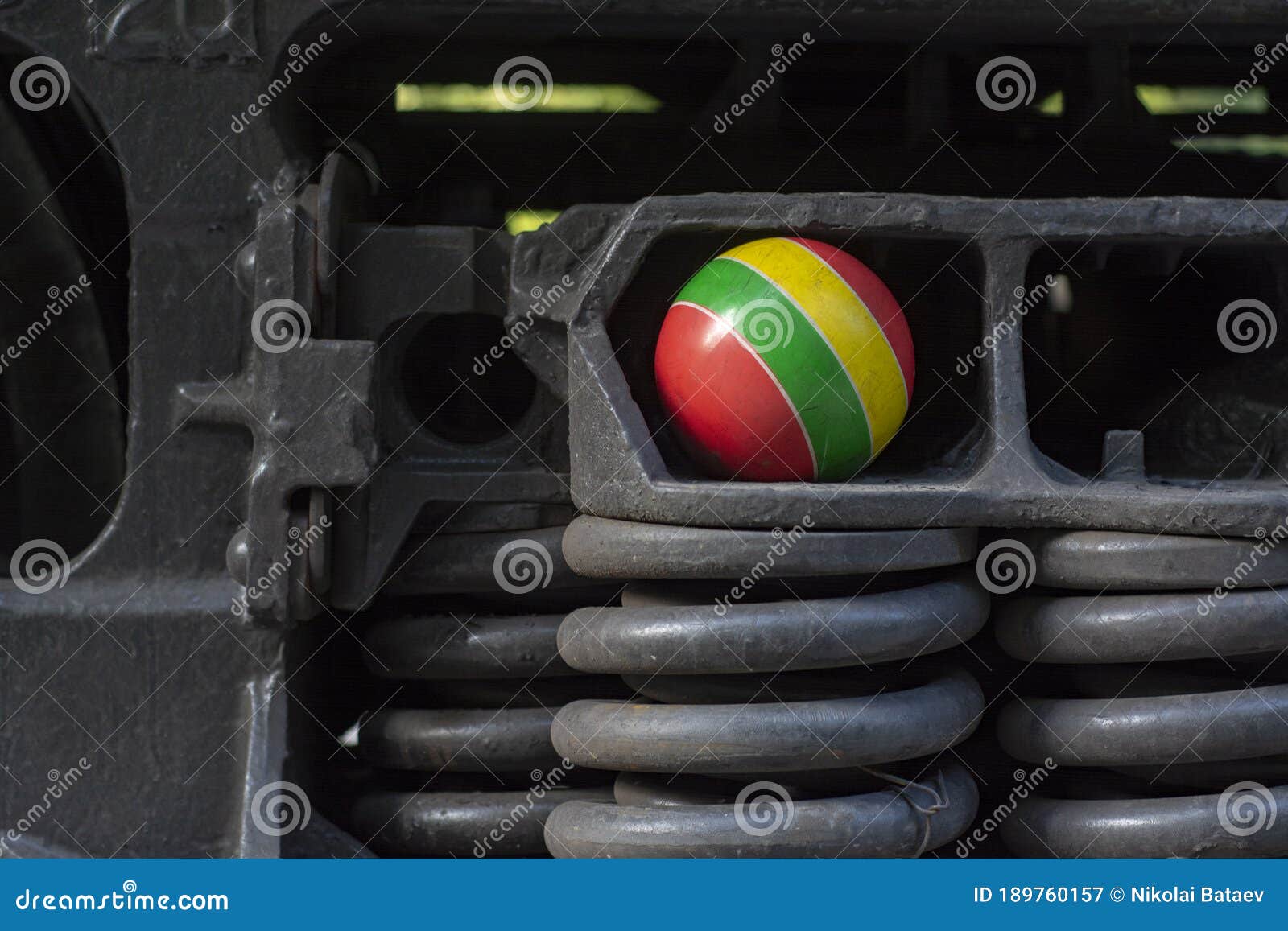 The Ball Lies on the Freight Railway Car Stock Image - Image of railway ...