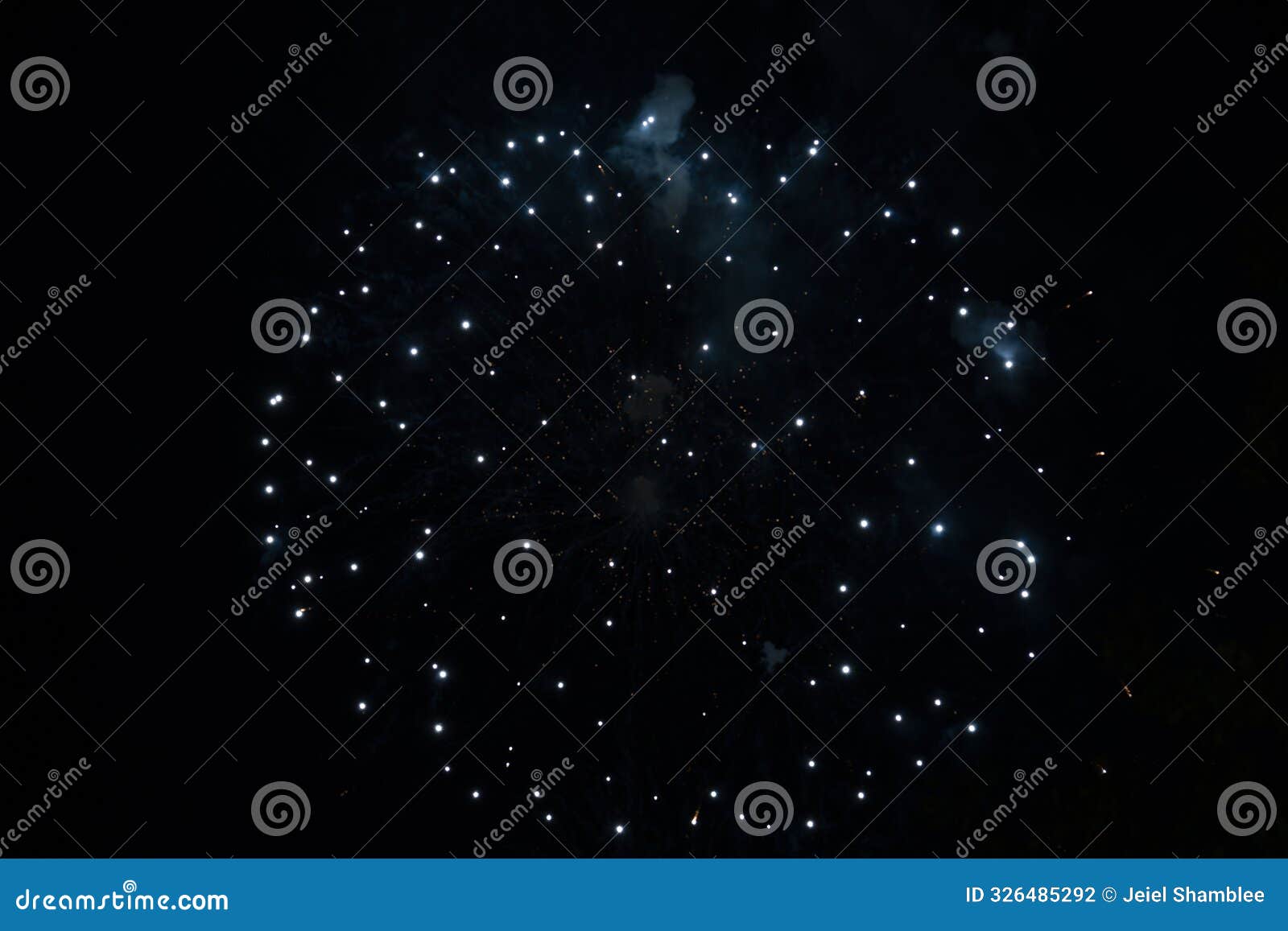 Illuminated Round Firework at Night. Stock Photo - Image of haze ...