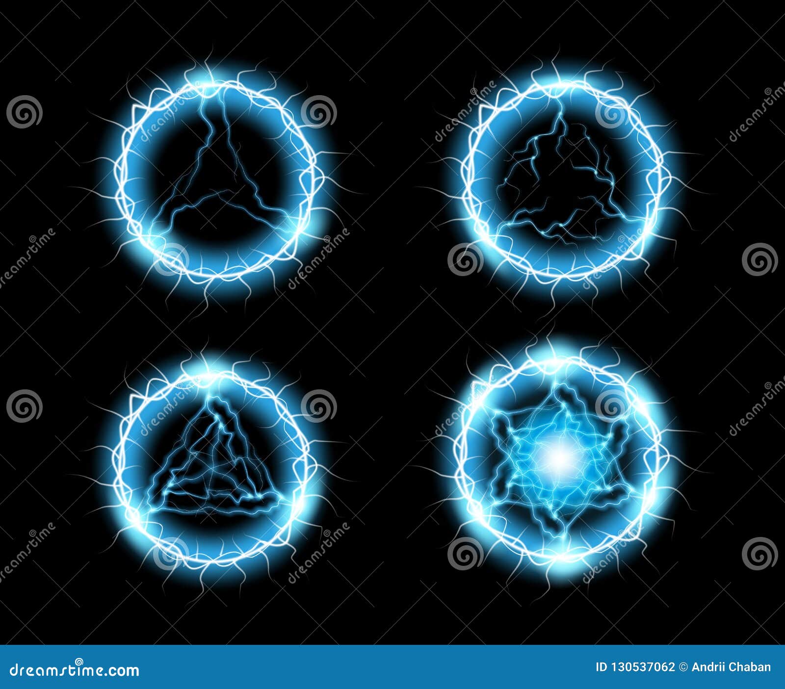 Ball Lightning, Light Effect Abstract Round Frame with Lightning ...