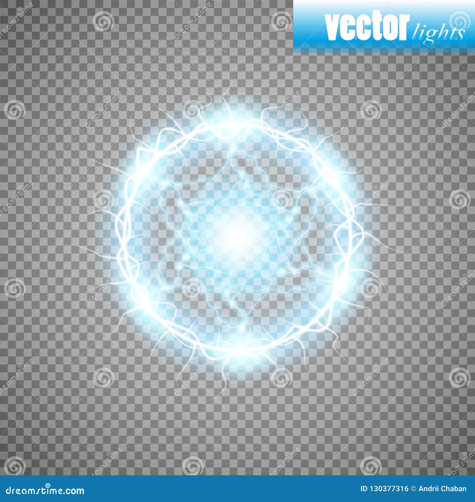 Ball Lightning, Light Effect Abstract Round Frame with Lightning ...