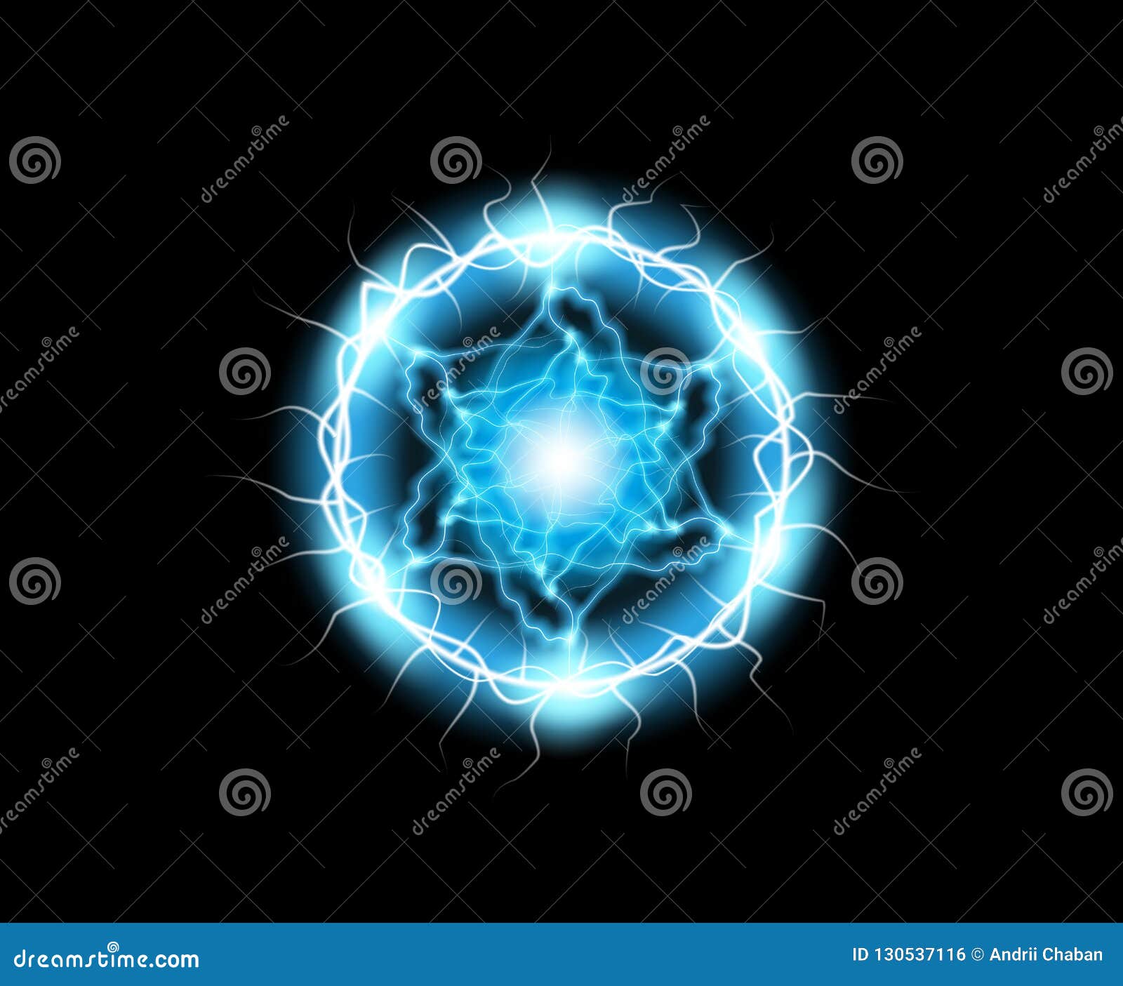 Ball Lightning, Light Effect Abstract Round Frame with Lightning ...