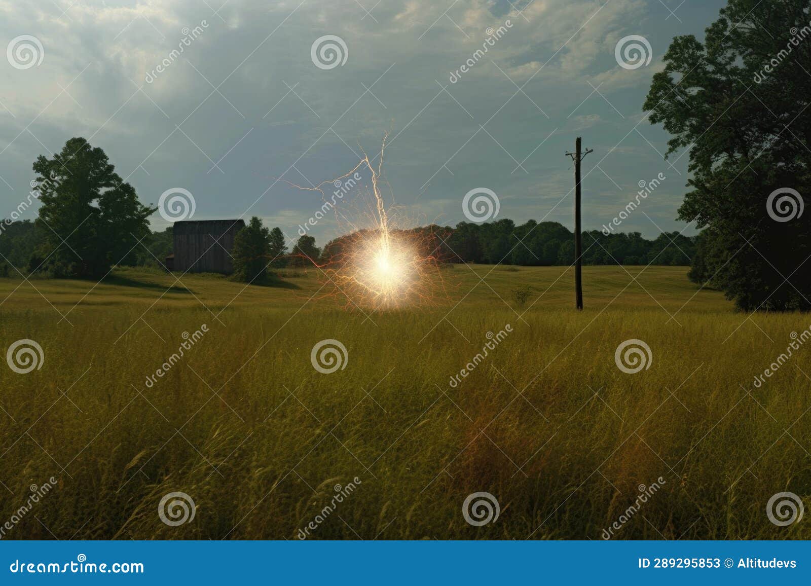 Ball Lightning Streaking Across an Open Field Stock Image - Image of ...