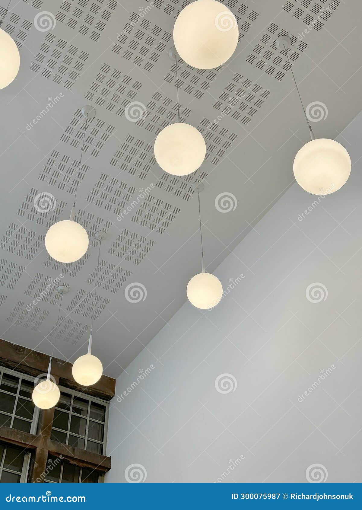 Ball Lights Hanging from Ceiling in New Office Reception Stock Image ...