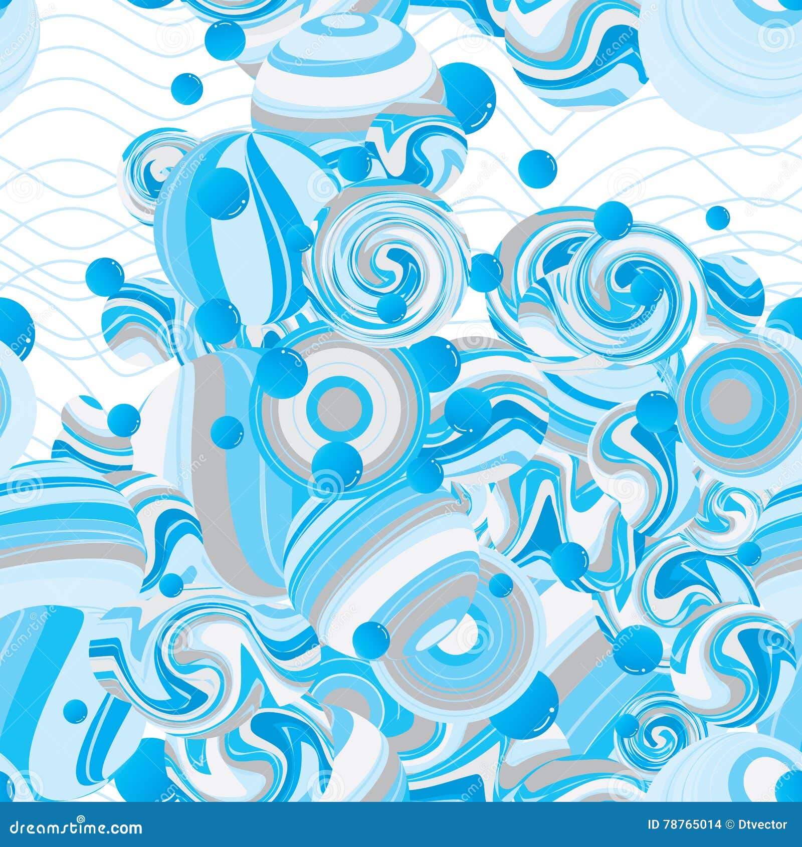 Ball Line Blue Bubble Wave Seamless Pattern Stock Vector - Illustration ...
