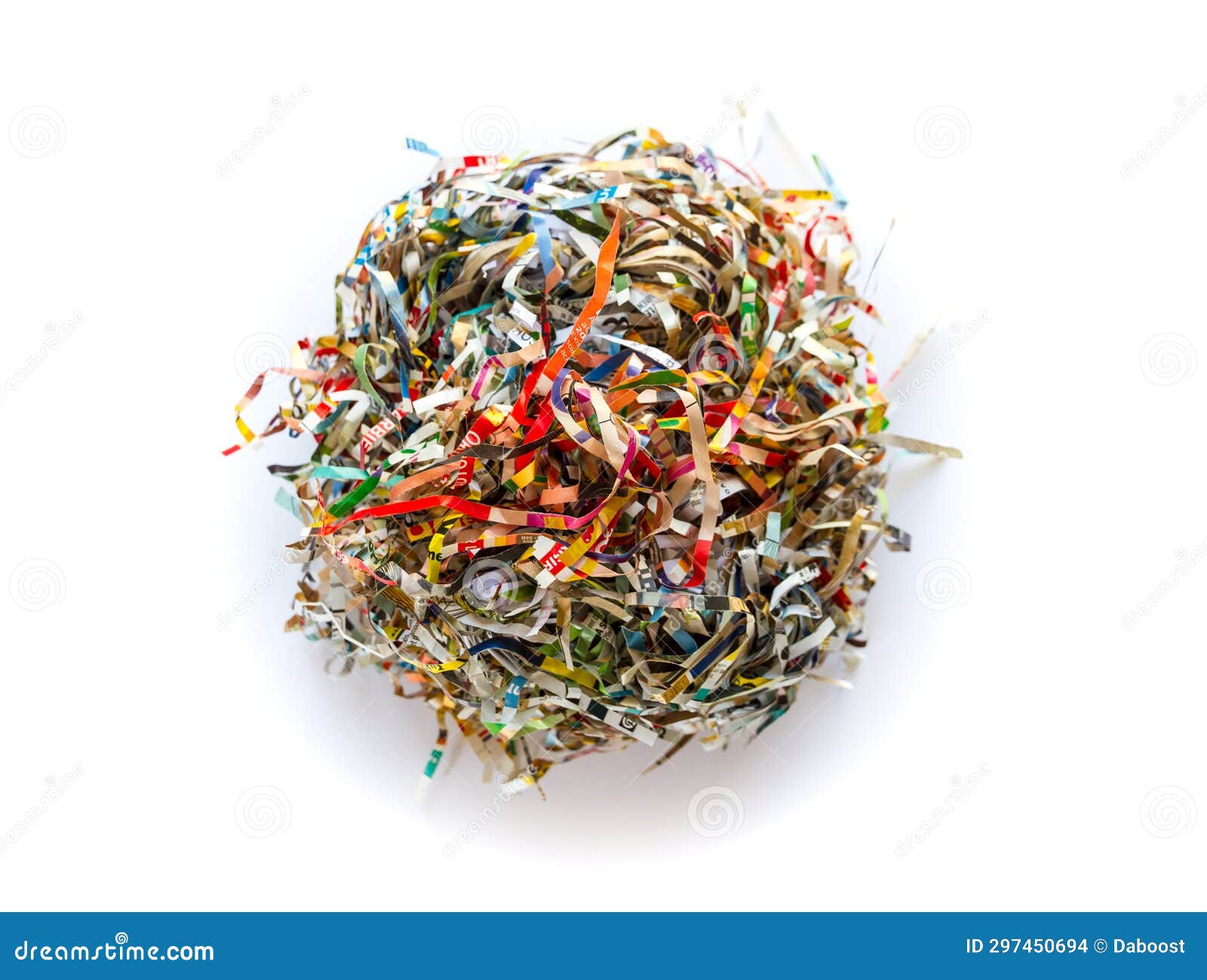 Ball Made of Shredded Papers Isolated on White Stock Photo - Image of ...