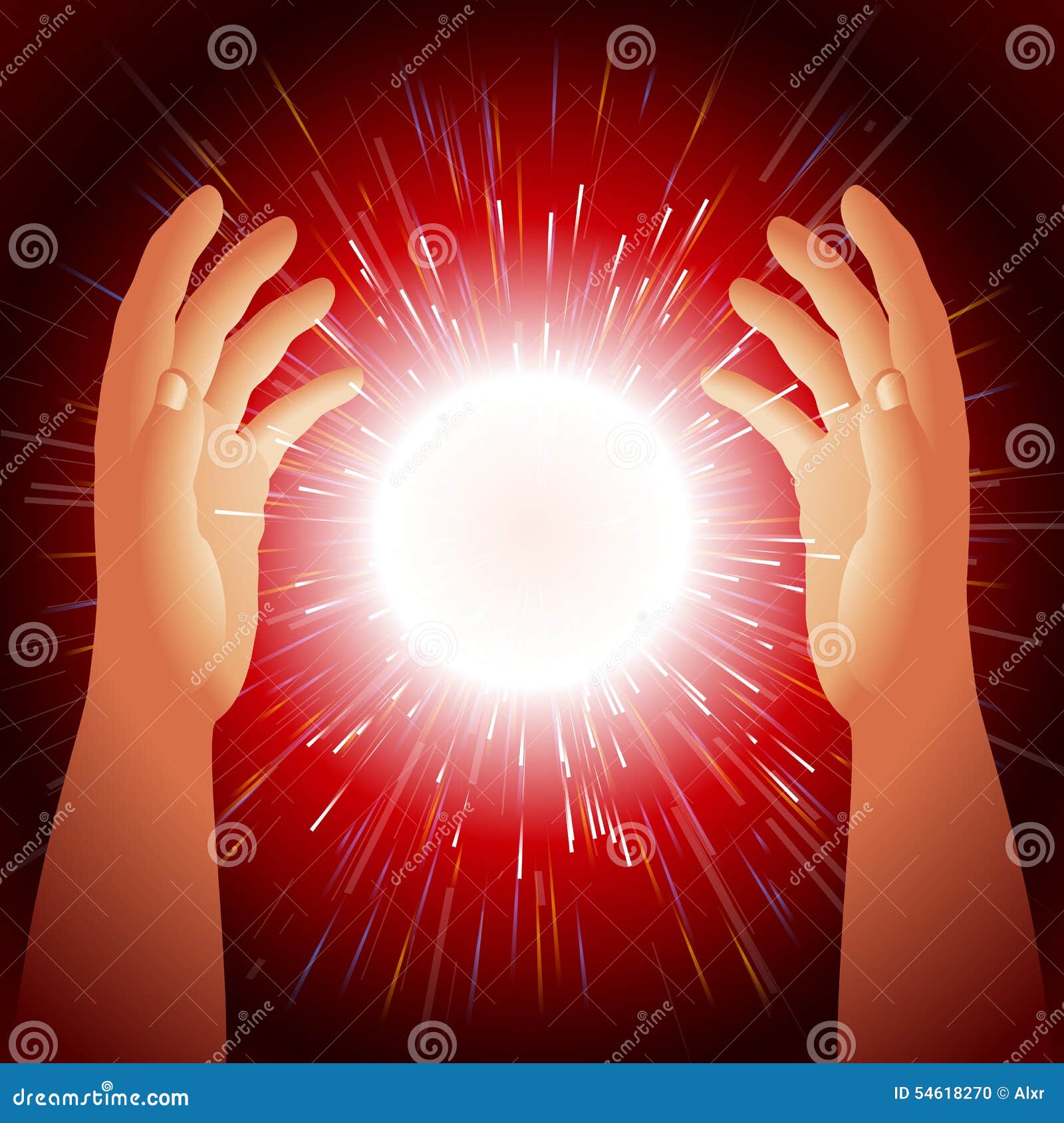 Ball Magic Energy Hand Flash Light Background Stock Vector ...