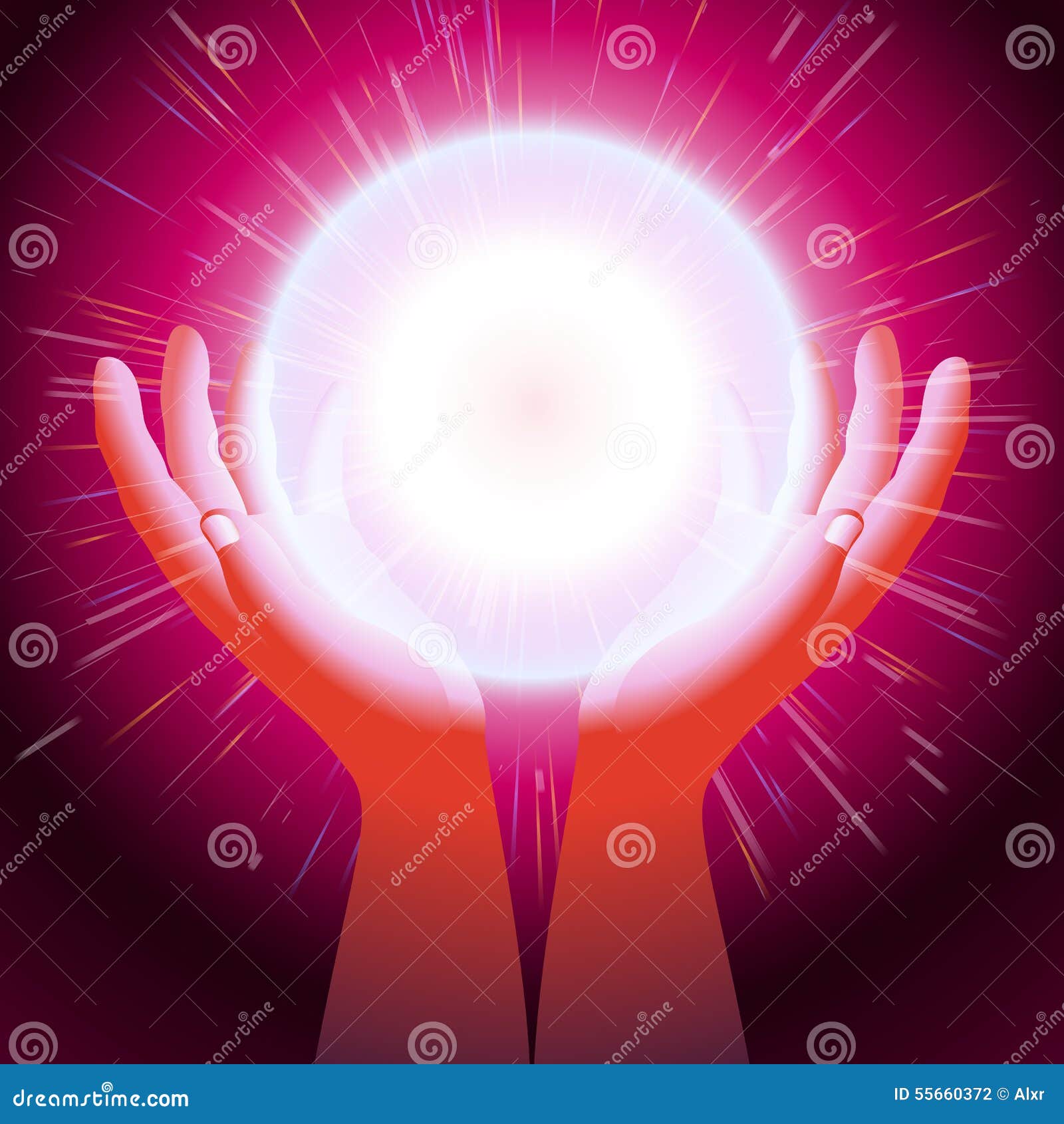 Ball Magic Energy Hand Palm Flash Light Background Stock Vector ...
