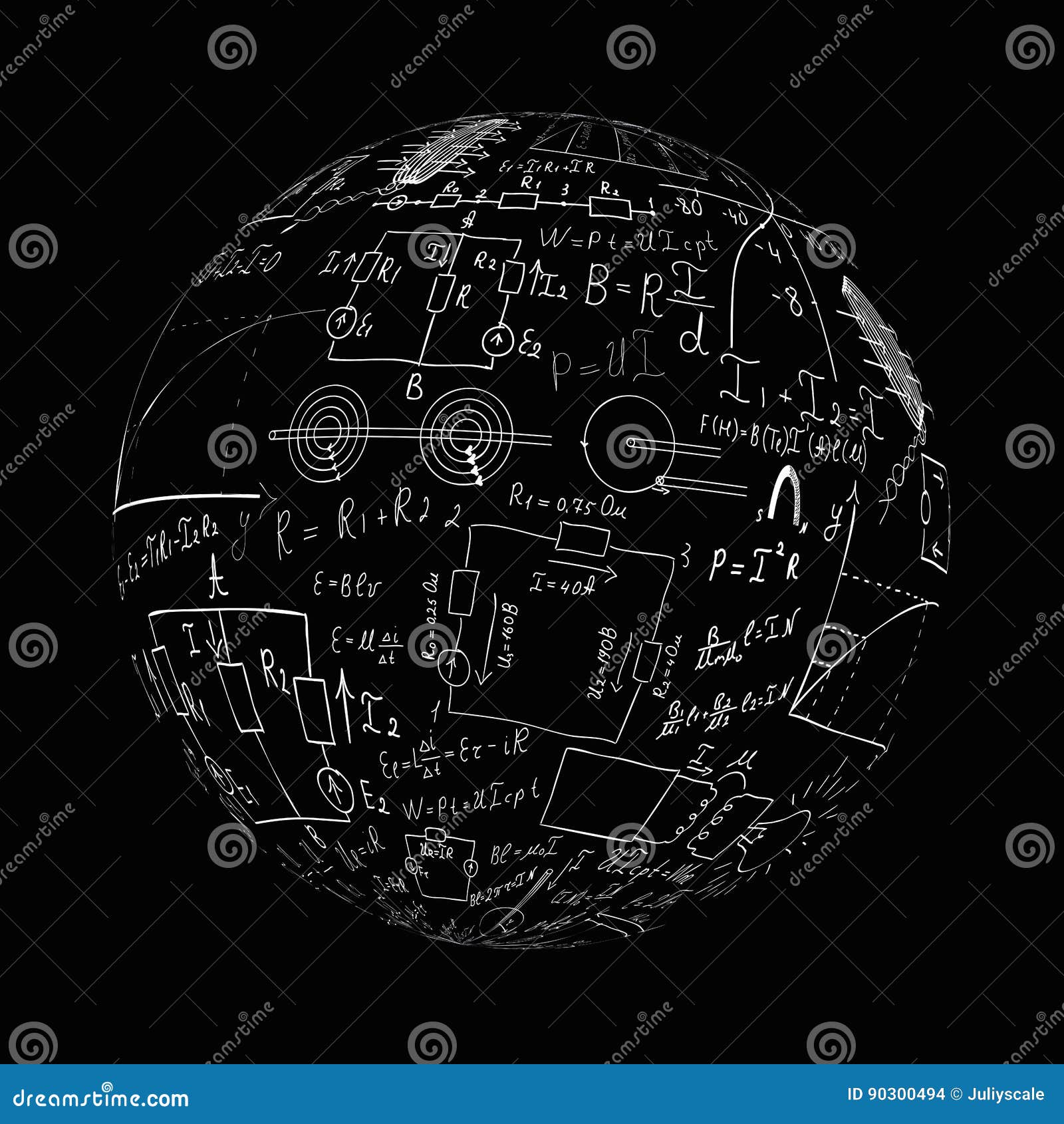 The Ball of Mathematical Formulas. Stock Vector - Illustration of ...