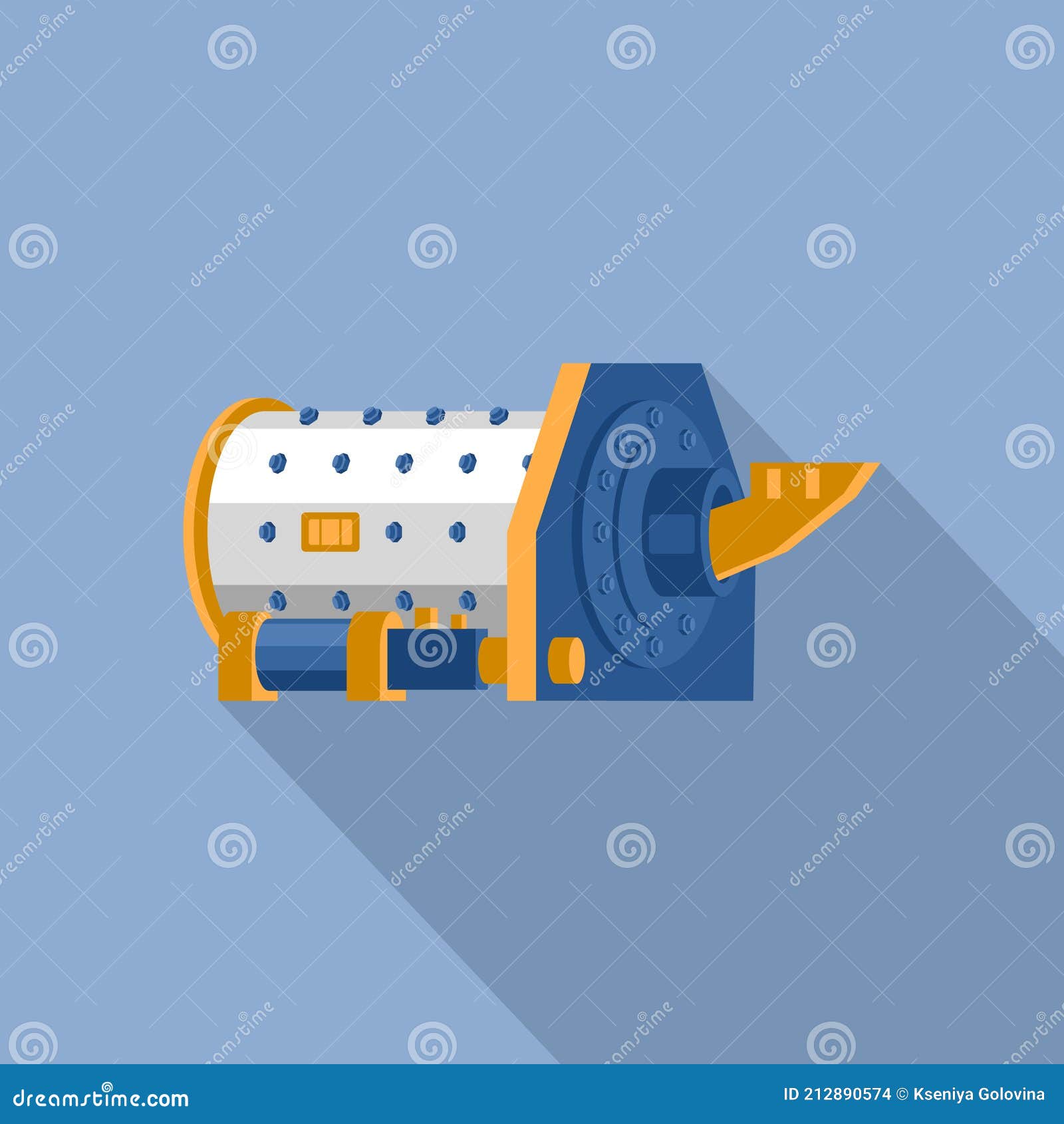 Ball Mill, Color Image in Flat Style. Industrial Concept Stock Vector ...