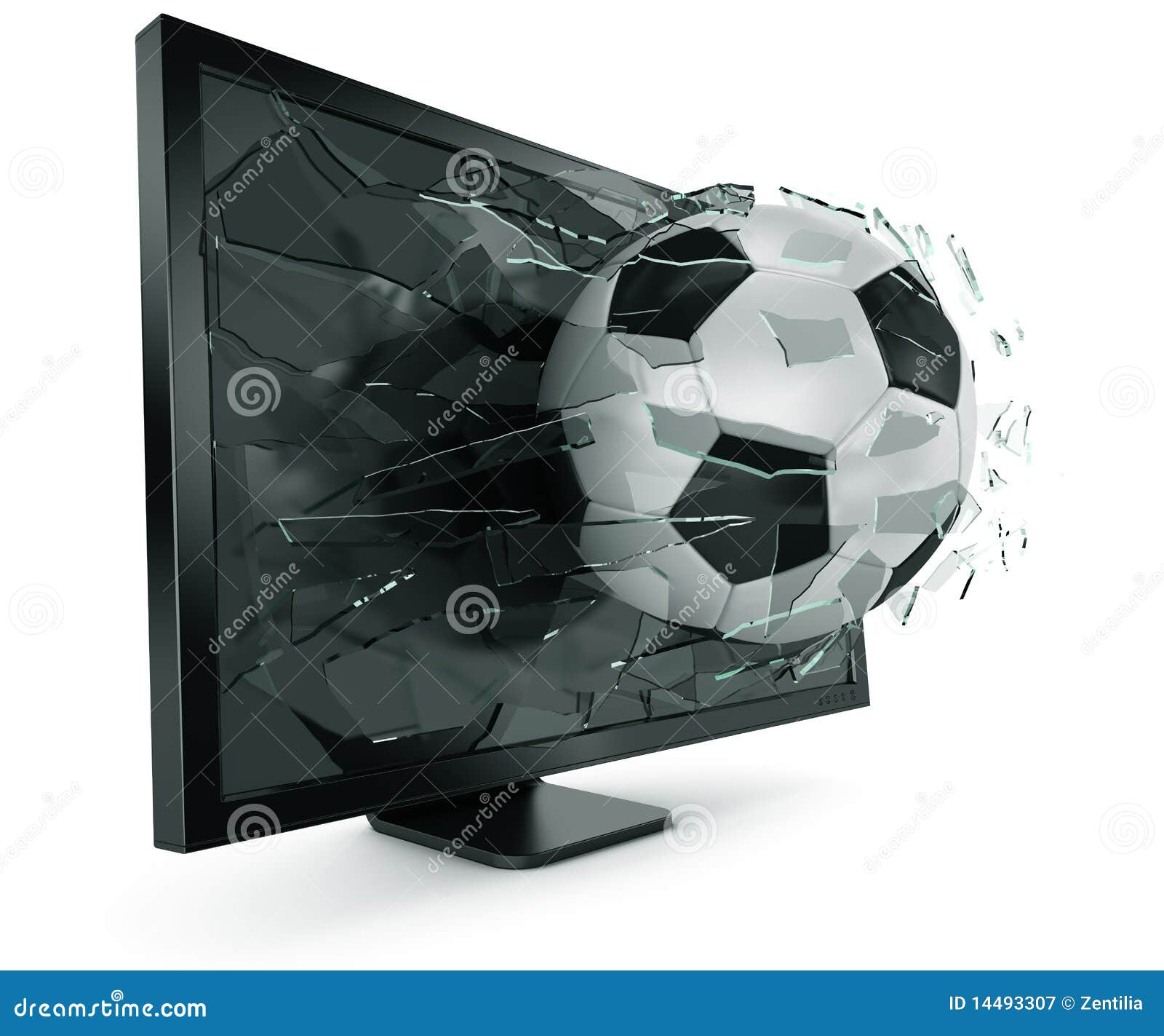Ball through monitor stock illustration. Illustration of monitor - 14493307
