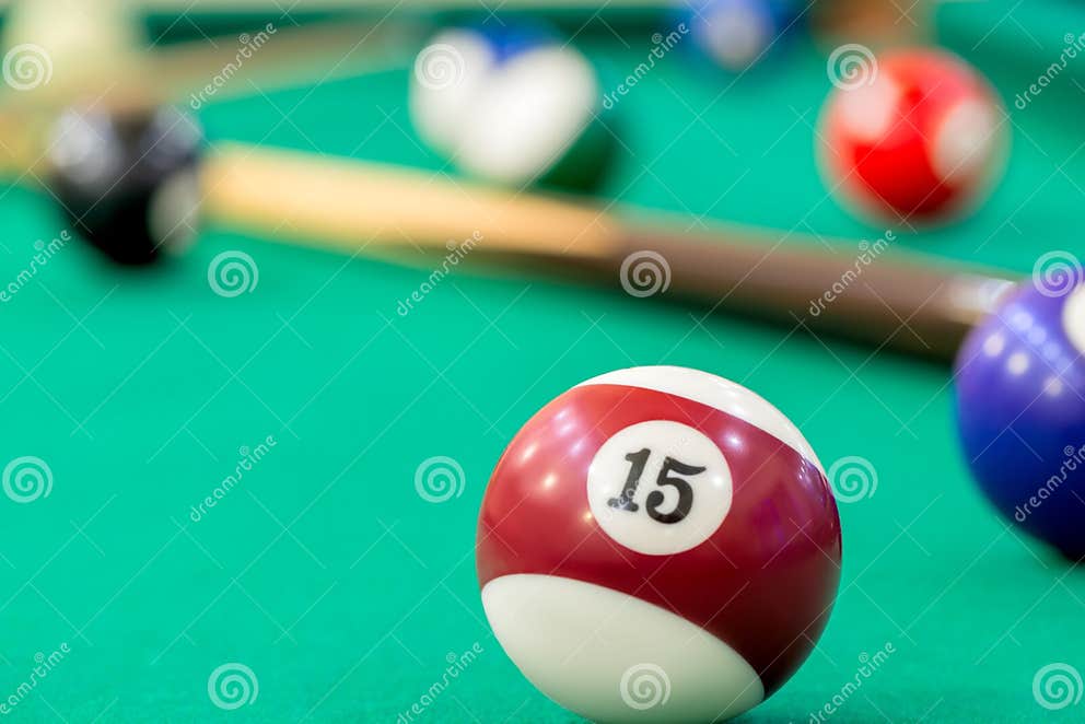 Ball Number 15 on the Table of Billiard Stock Image - Image of objects ...
