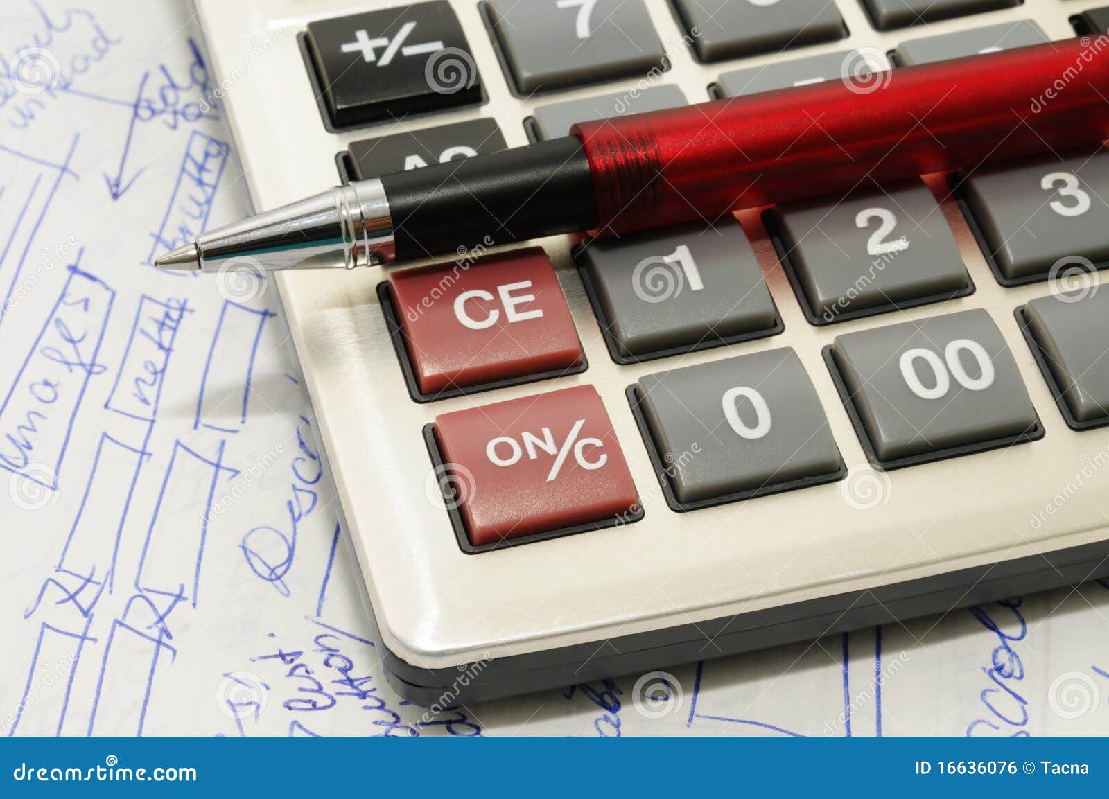 Ball Pen, Calculator and Text Stock Photo - Image of official, paper ...