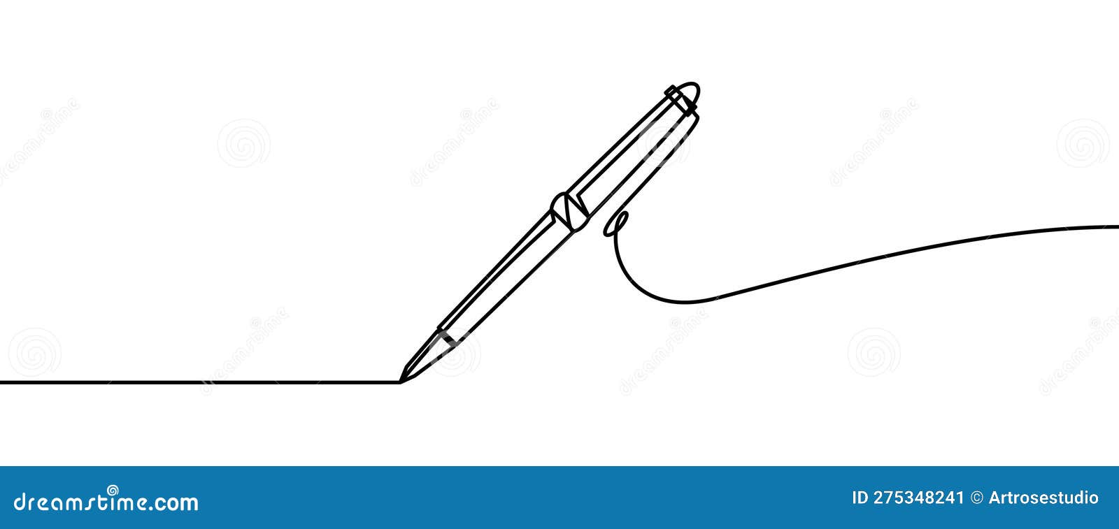 Ball Pen Shape Drawing by Continuos Line, Thin Line Design Vector ...