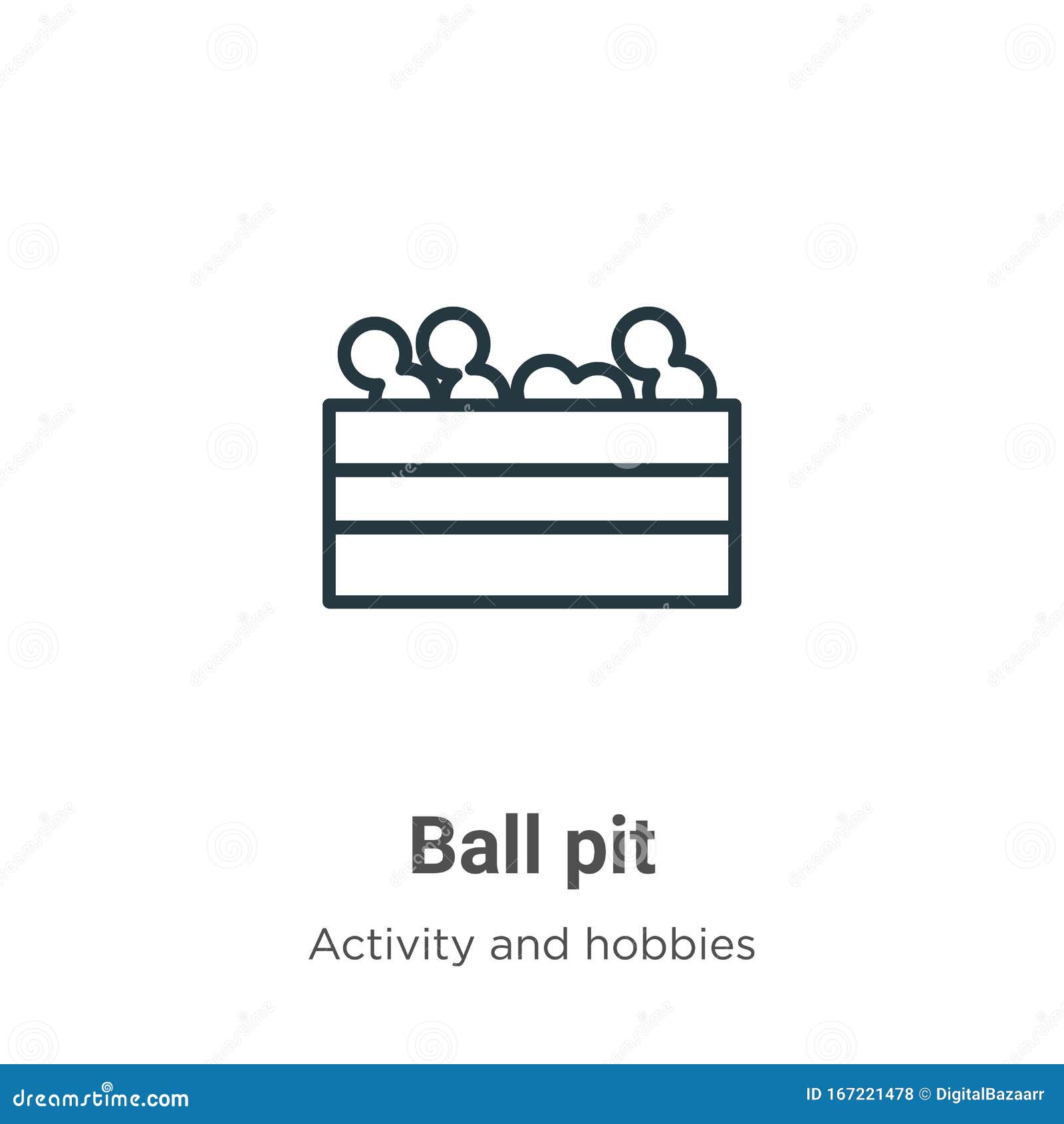 Ball Pit Outline Vector Icon. Thin Line Black Ball Pit Icon, Flat ...