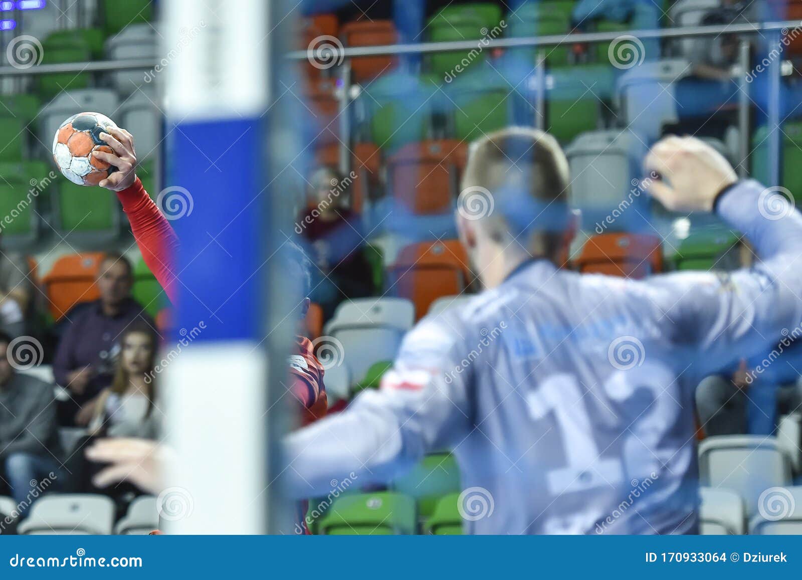 Ball in the Player`s Hand during Handball Match Editorial Stock Image ...