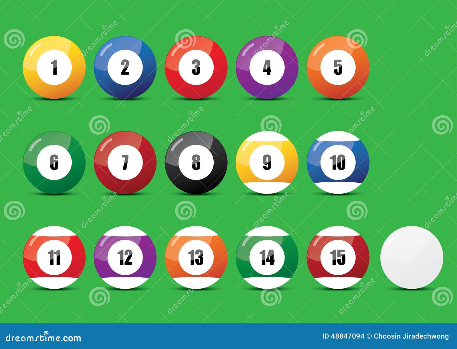 15 Ball stock vector. Illustration of pool, sport, spherical - 48847094