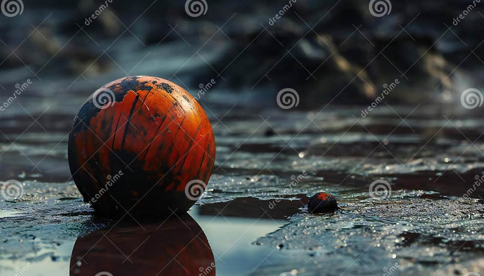 Ball in a puddle stock image. Image of circle, moss - 309553721