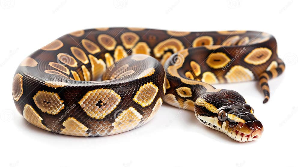 A Ball Python Against a Pristine White Background, Showcasing Its ...