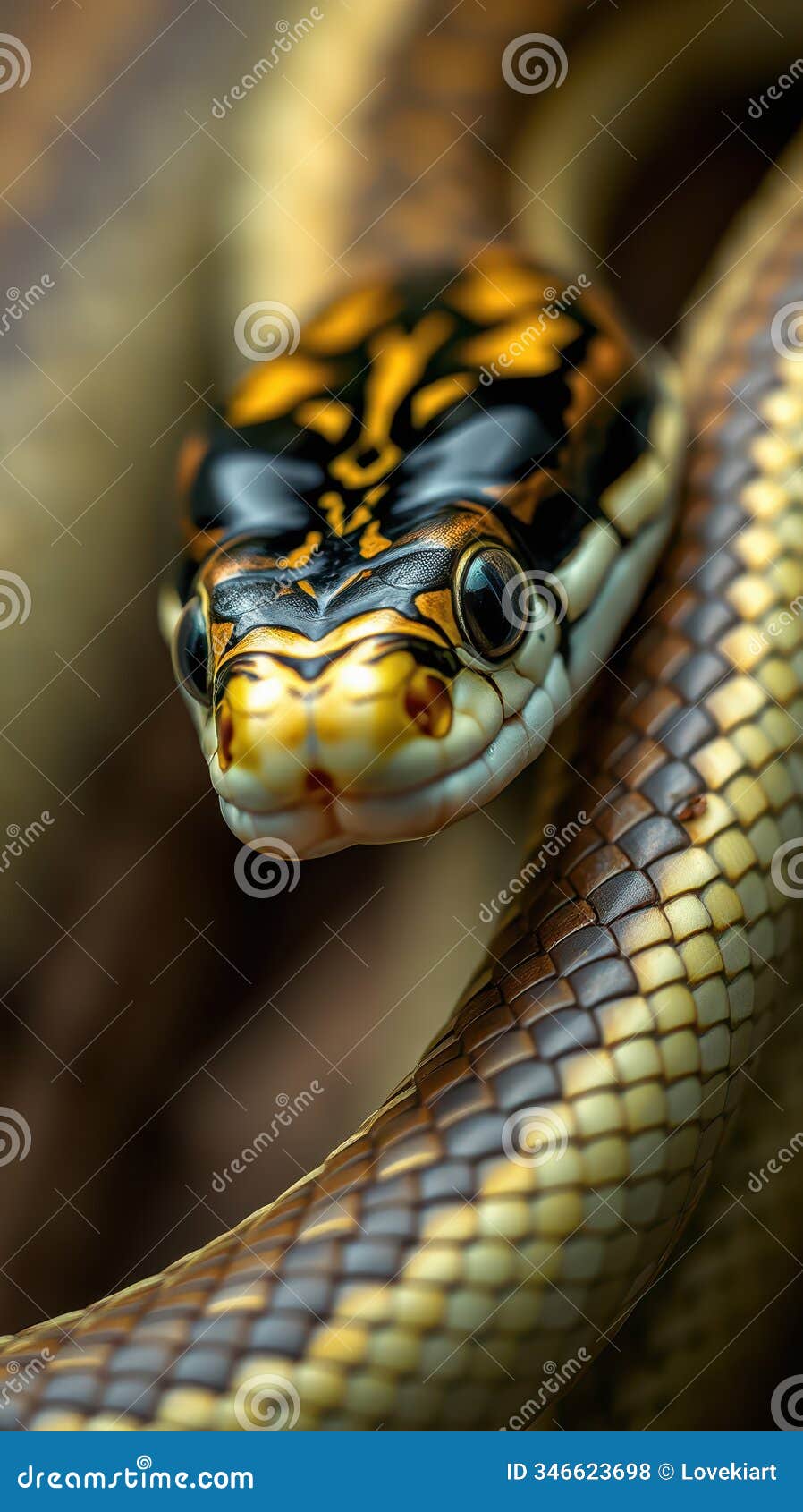 Colorful Ball Python Resting on a Textured Surface with Intricate ...