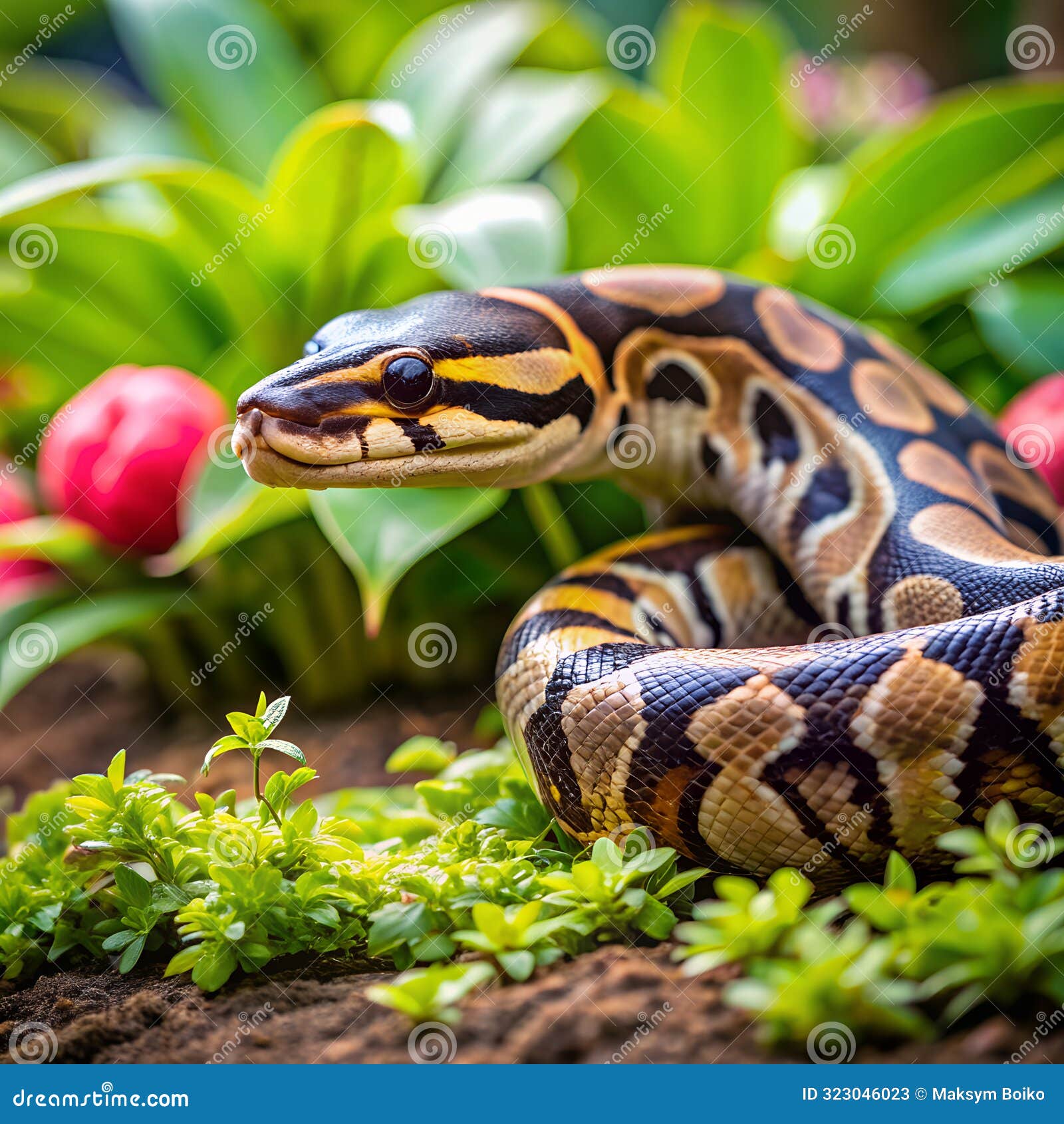 Ball Python screams garden stock illustration. Illustration of dragon ...