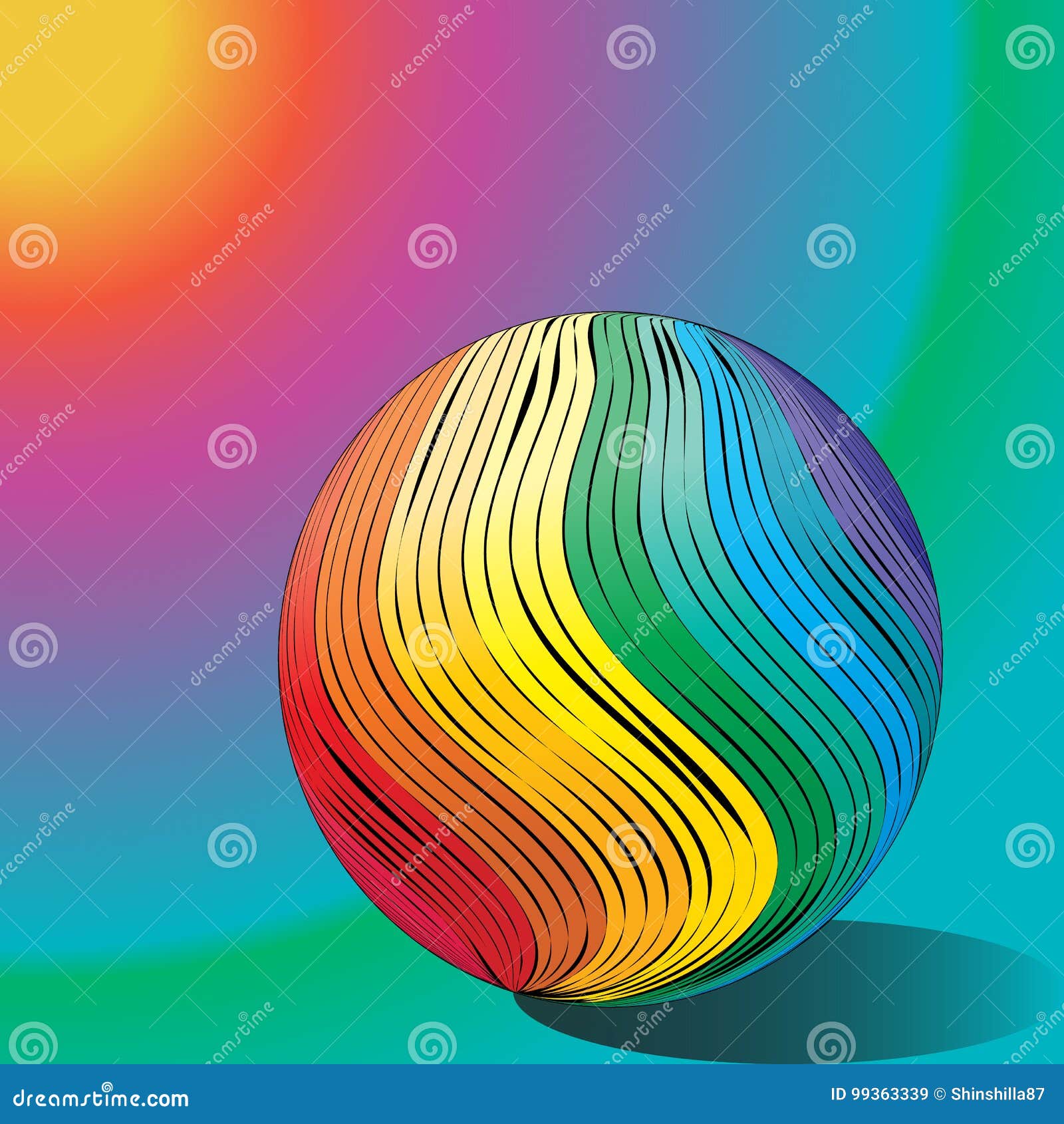 Ball in Rainbow Color on a Colorful Background Stock Vector ...