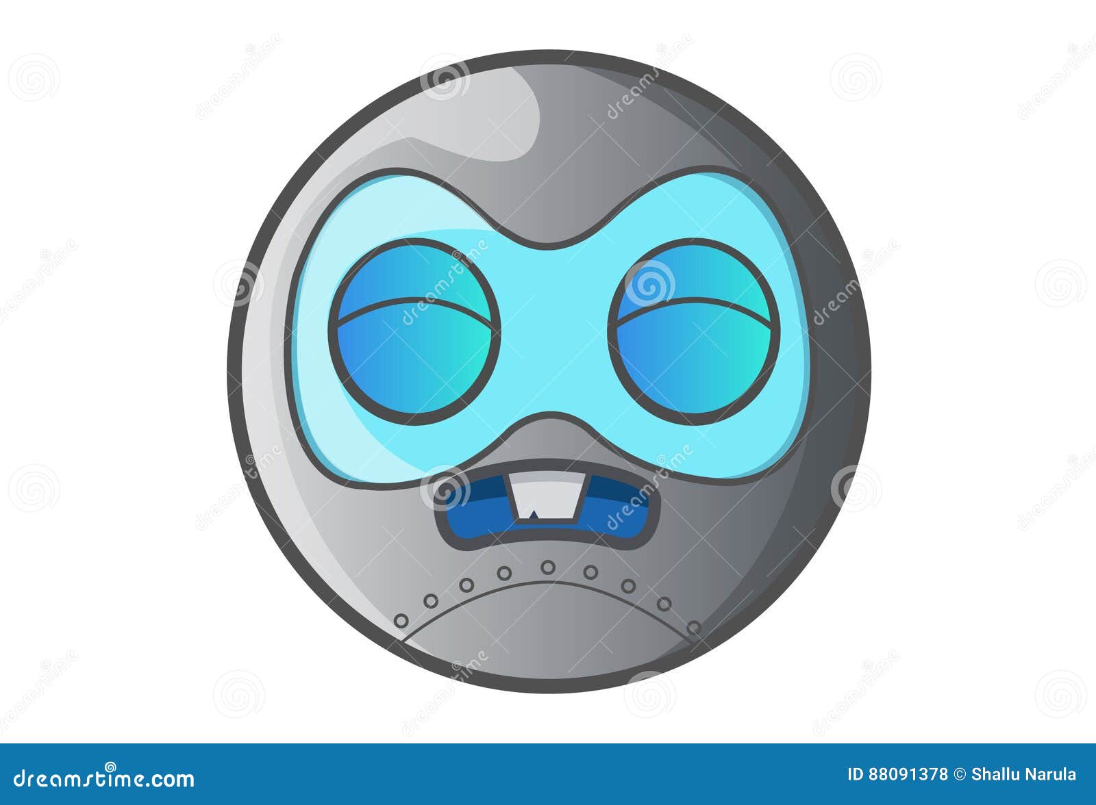 Ball Robot Disappointed with One Tooth Showing. Stock Illustration ...