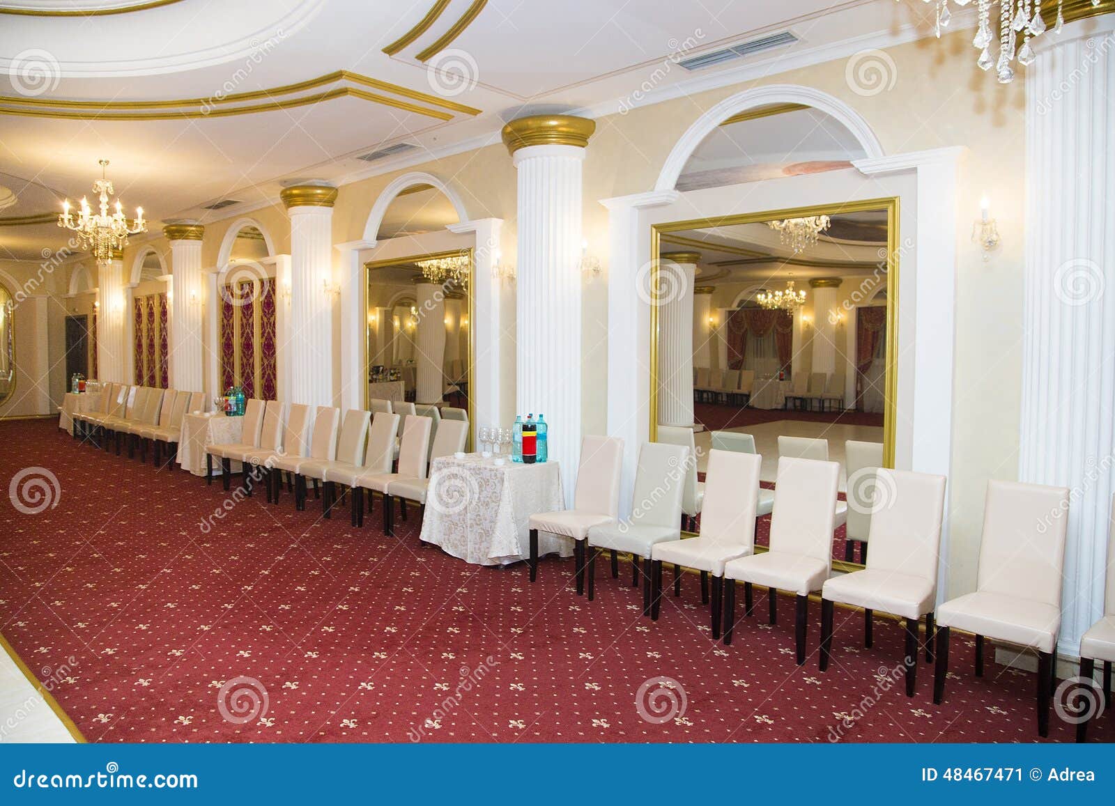 Empty Ballroom from a Event Hall Stock Image - Image of element, mirror ...