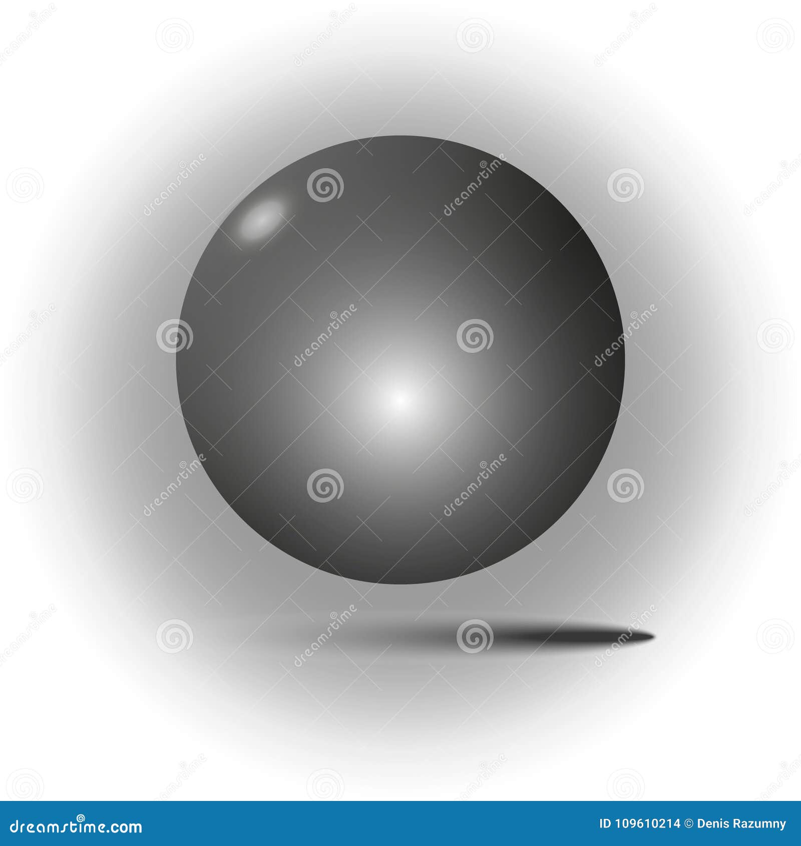 Ball with Shadow in Black and White Version. Vector Illustration Stock ...