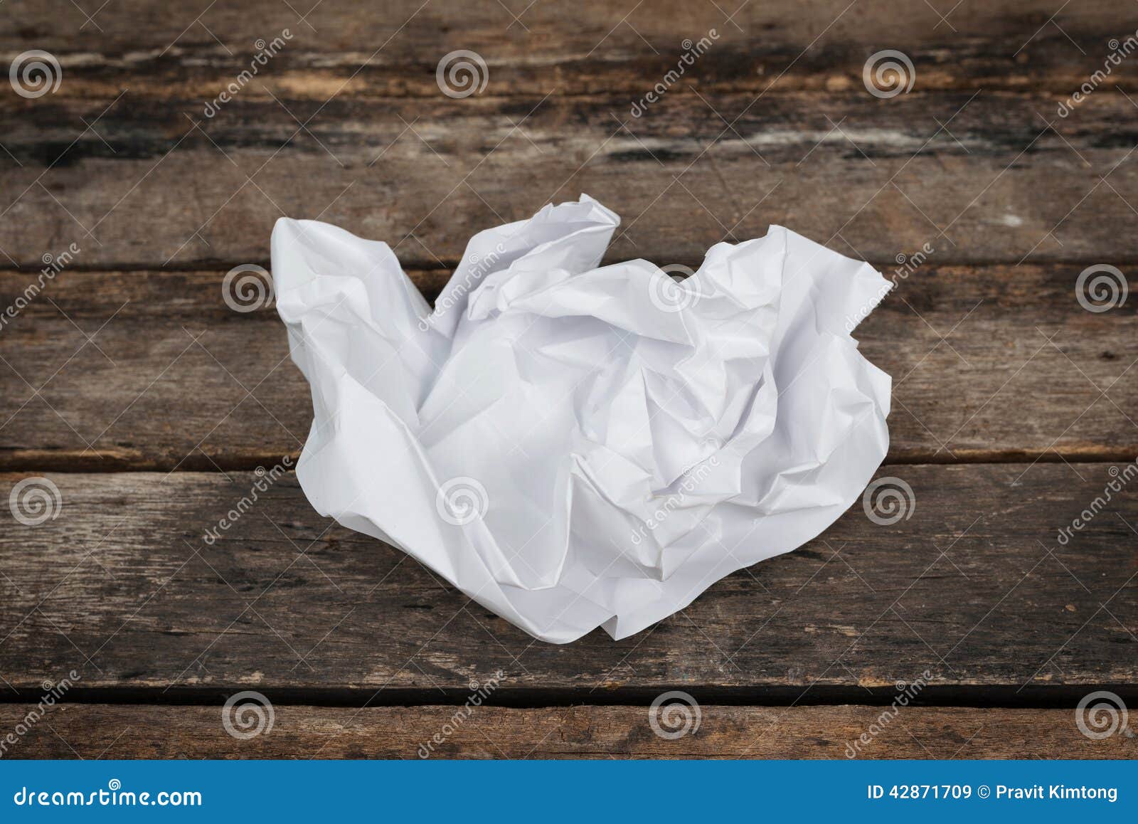 Ball of Smashed Sheet of Paper Over Wooden Table Stock Image - Image of ...
