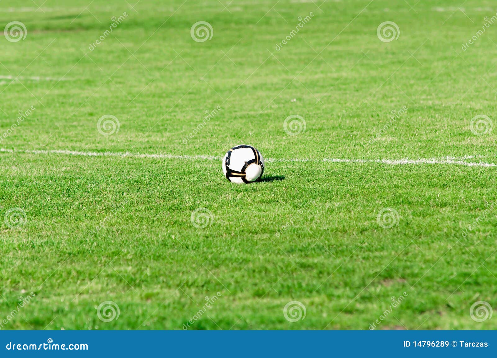 Ball on soccer field stock image. Image of game, football - 14796289