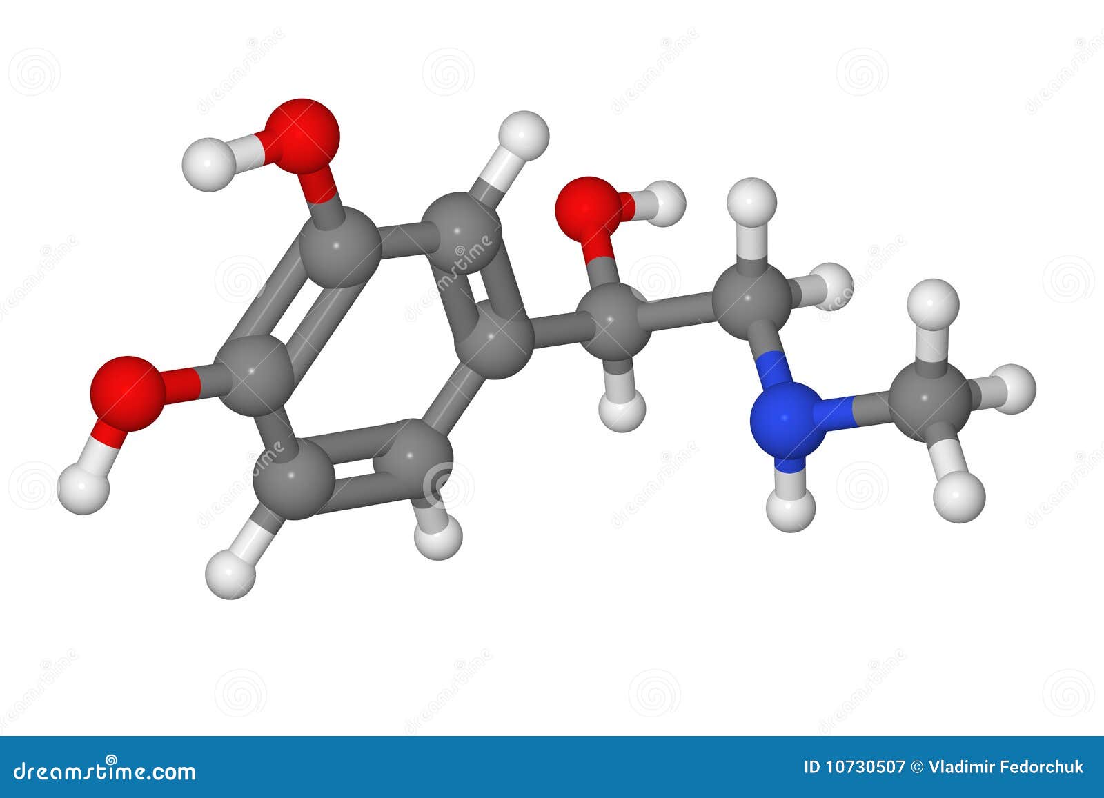 Ball and Stick Model of Adrenaline Molecule Stock Illustration ...