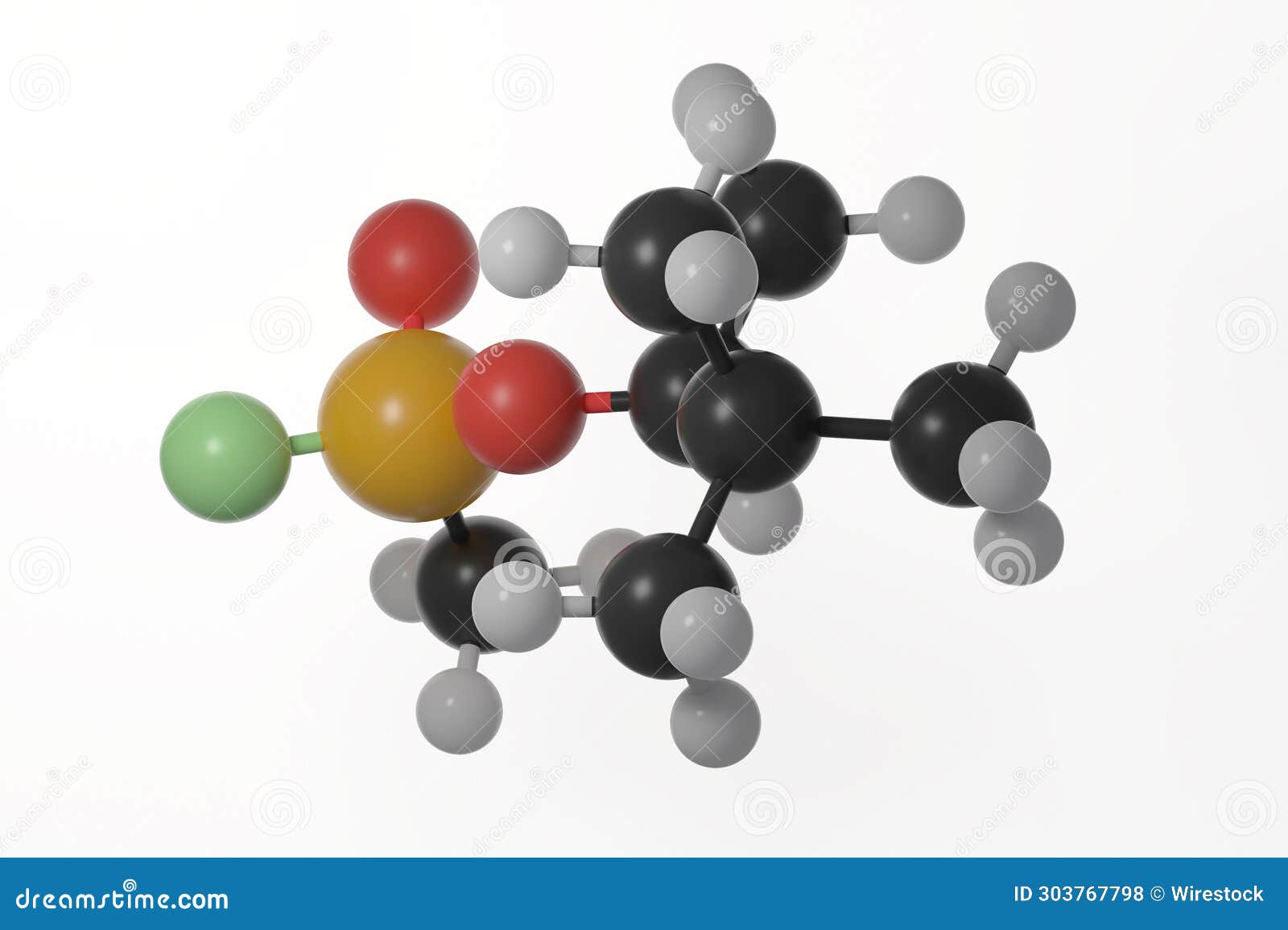 Ball and Stick Model of Soman Molecule Stock Illustration ...
